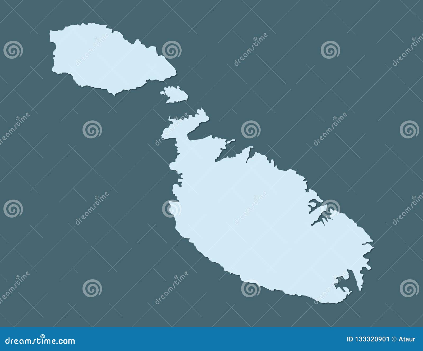 Blue Color Malta Map Vector with Single Border on Dark Background Stock ...