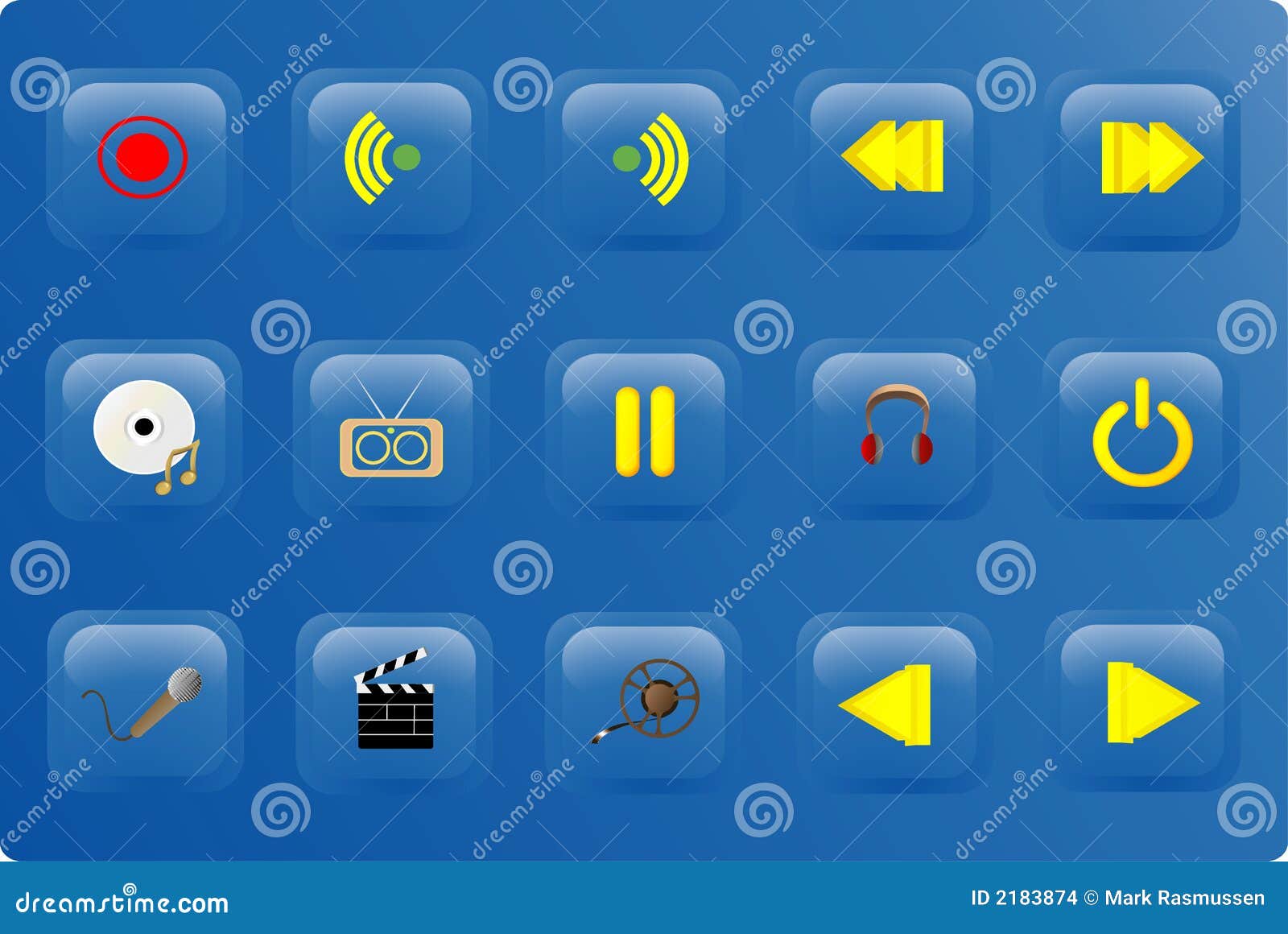 Blue color media buttons stock vector. Illustration of forward - 2183874