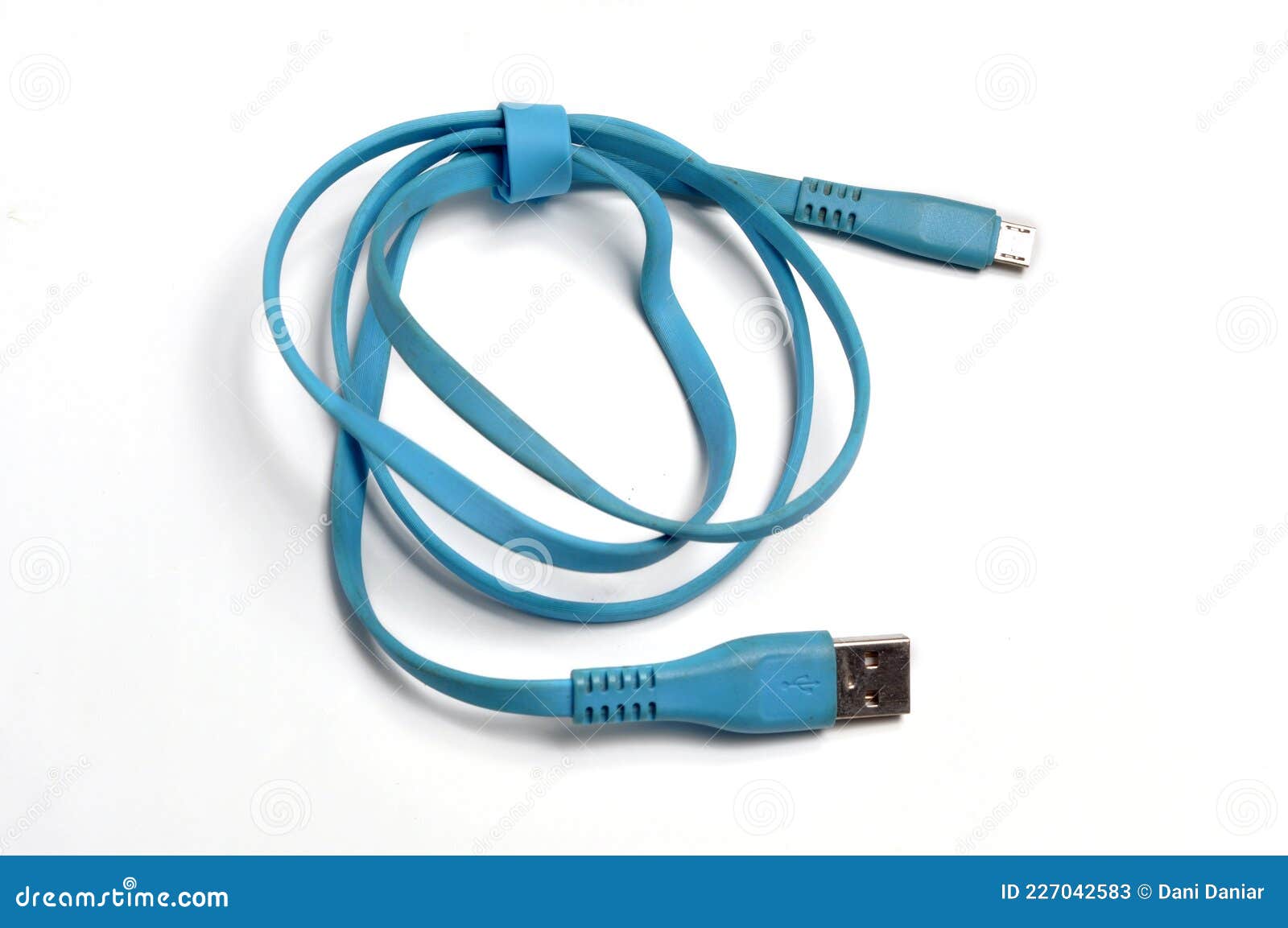 Blue Color Micro USB Cable Data Charging Stock Image - Image of ...