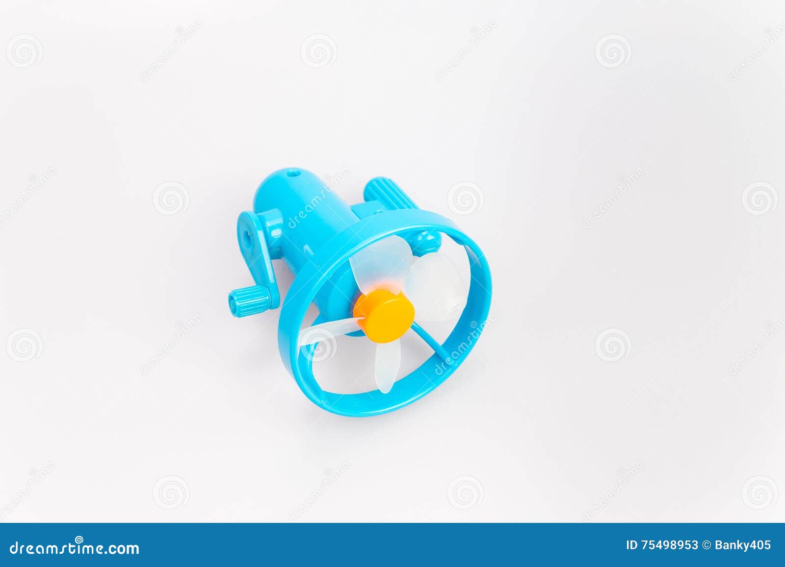 Blue Color Mini Fan with Side Views Isolated on White Backgrounds Stock ...