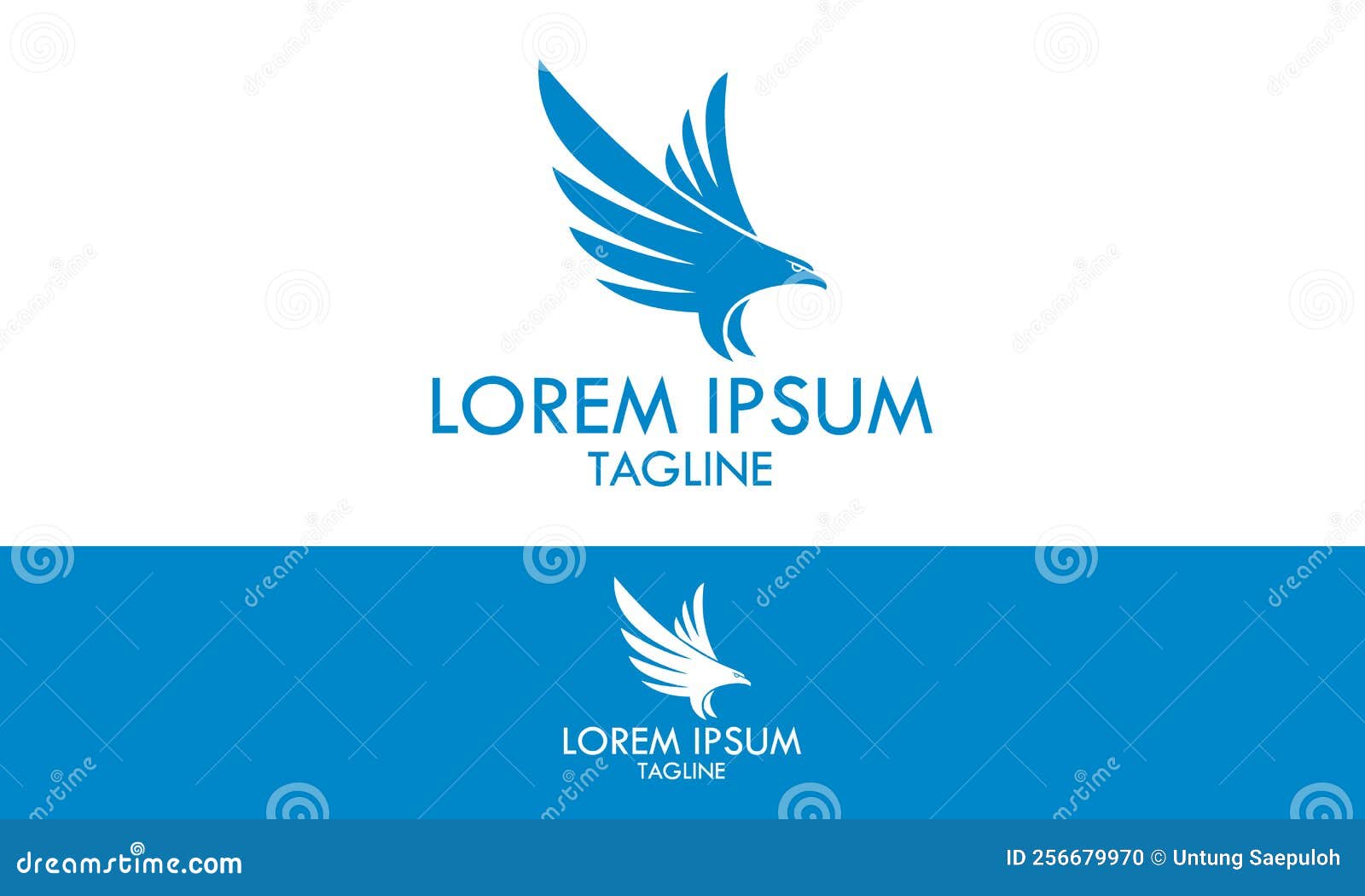 Blue Color Monogram Abstract Simple Eagle Bird Logo Design Stock Vector ...