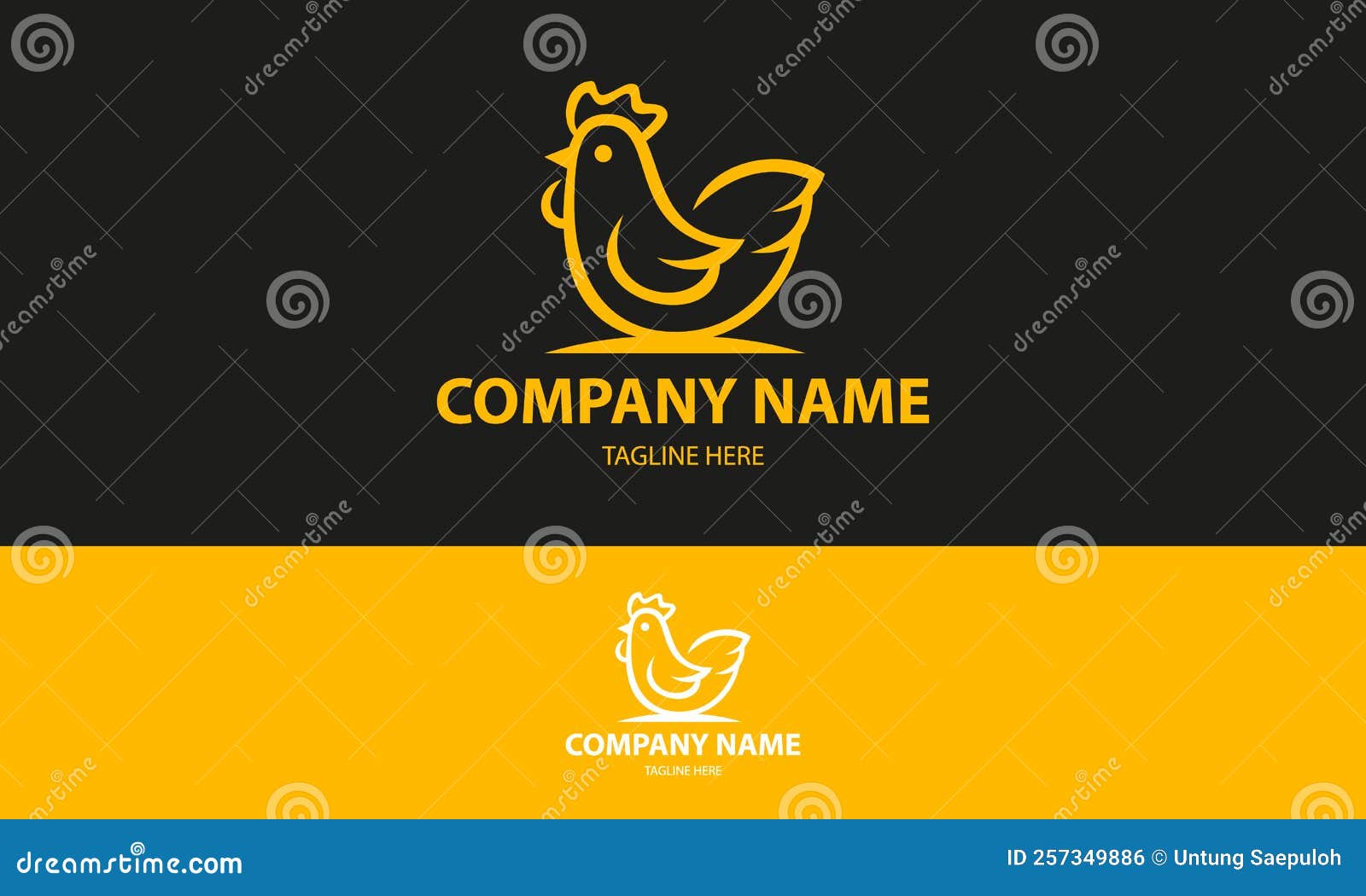 Yellow Color Line Art Chicken Logo Design Stock Vector - Illustration ...