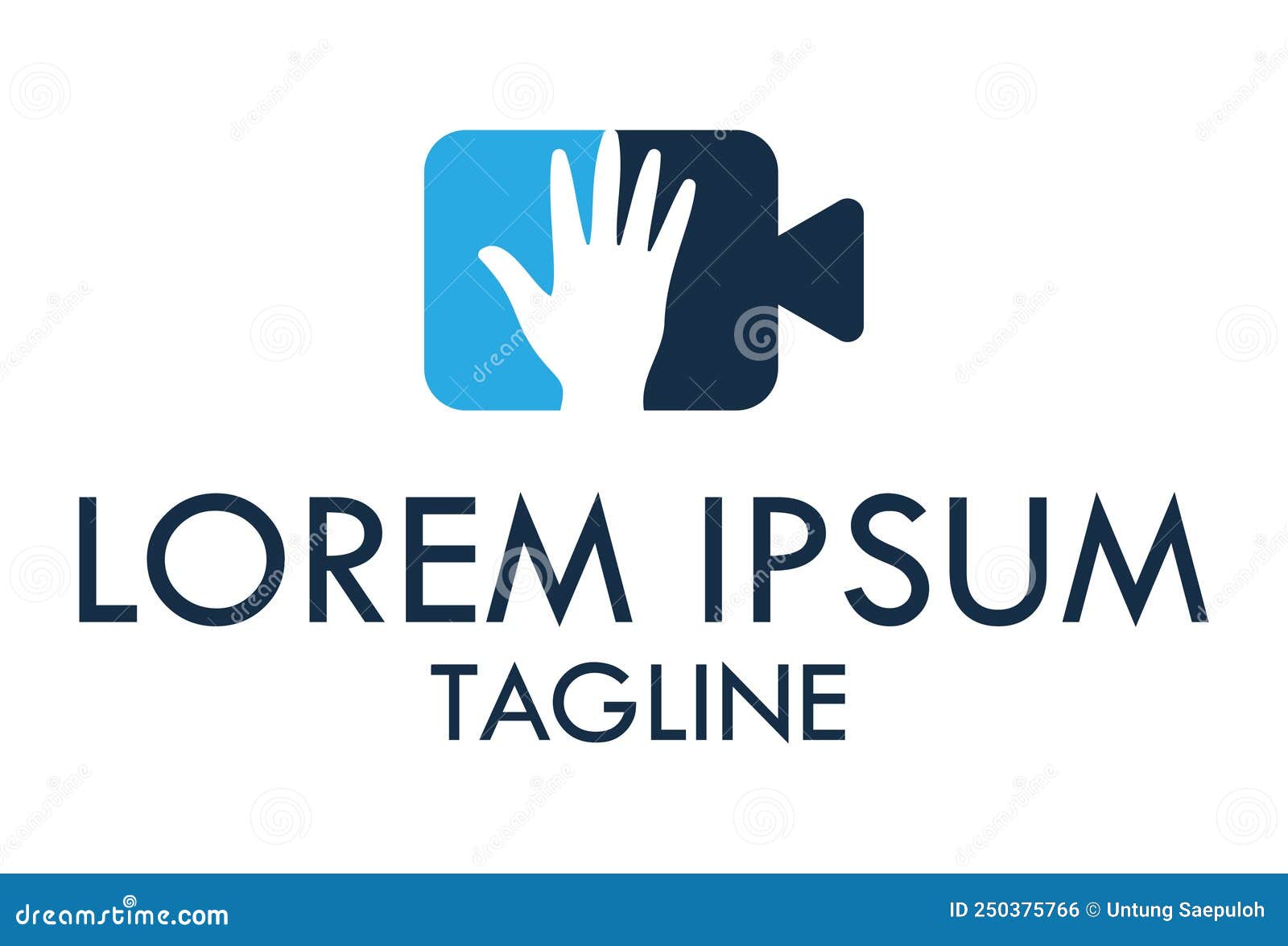 Blue Color Negative Space Hand Camera Logo Design Stock Vector ...