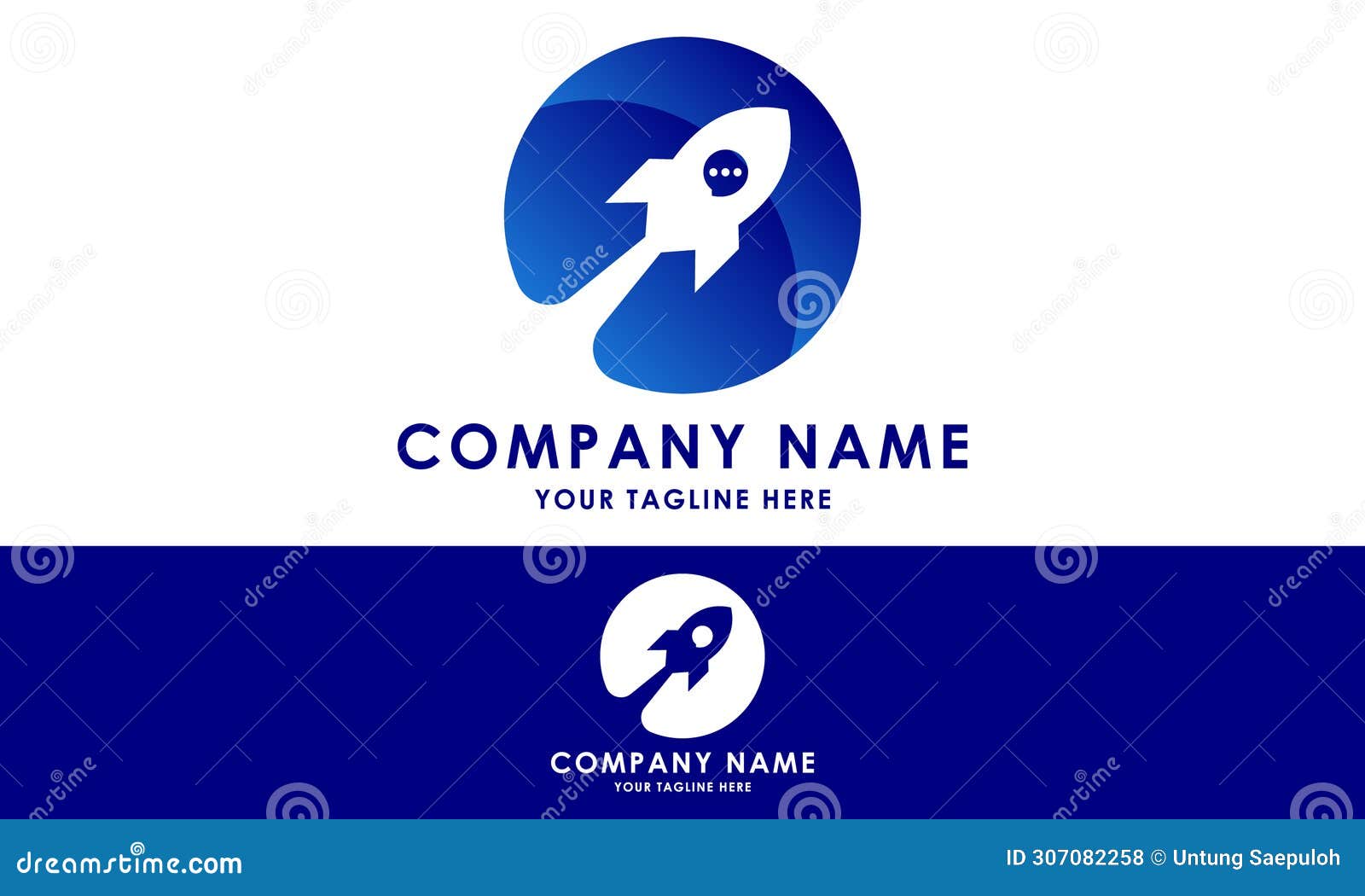 Blue Color Negative Space Rocket Launch Initial Letter R Logo Design ...