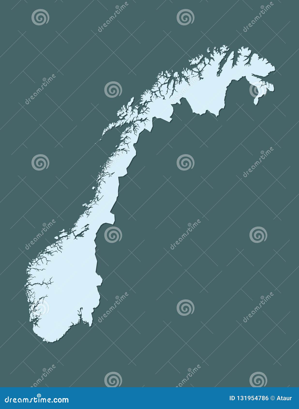 Blue Color Norway Map with Shadow on Dark Background Vector Stock ...