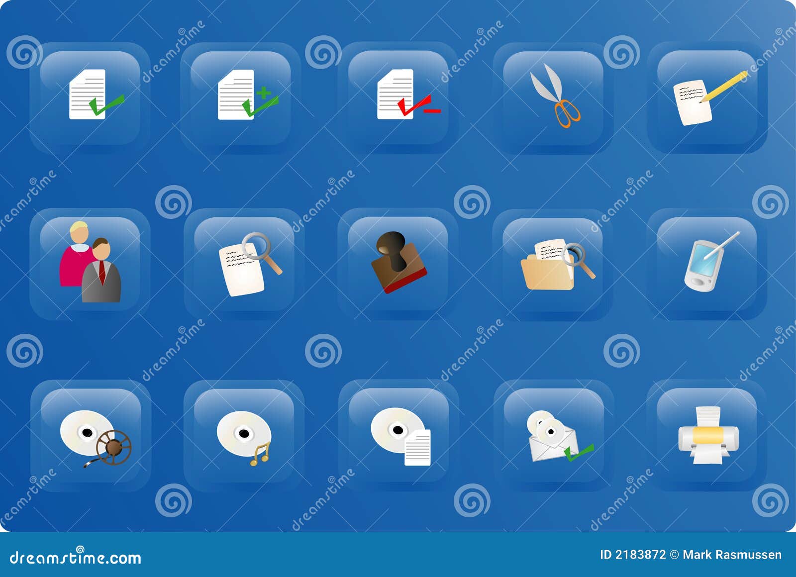 Blue Color Office Button Set Stock Vector - Illustration of color ...