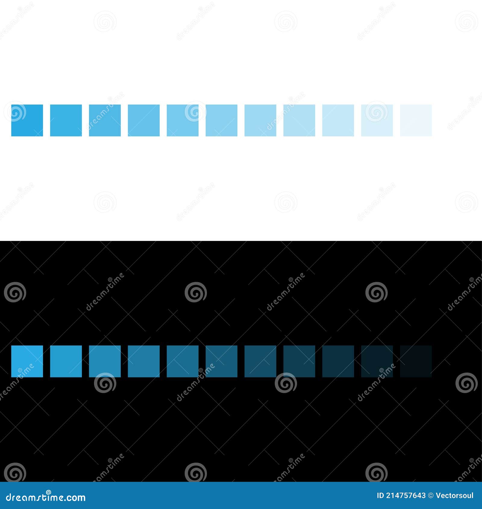Blue Color Palette Fading into Transparency. Blue Color Spectrum Stock ...