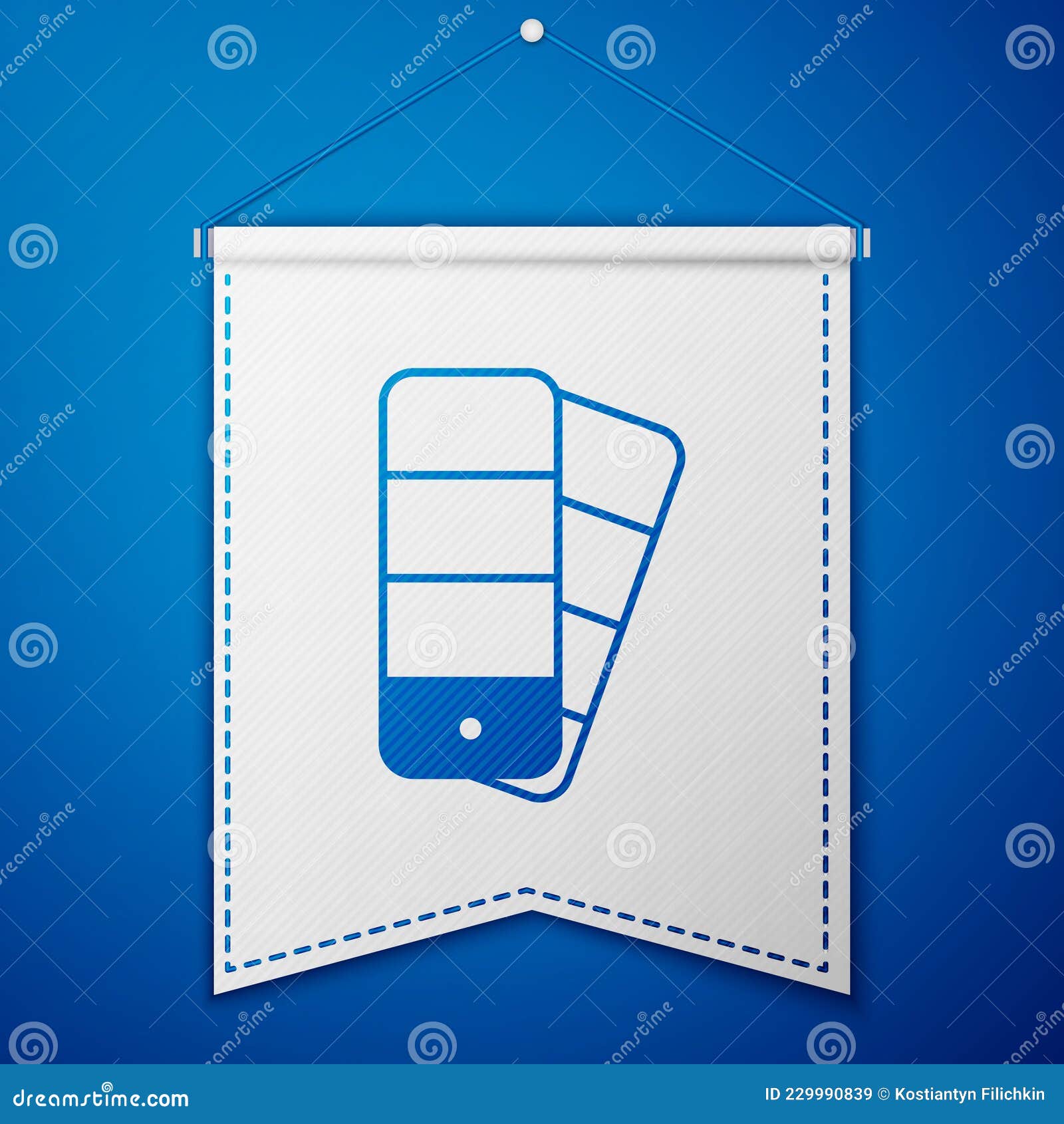 Blue Color Palette Guide Icon Isolated on Blue Background. White ...
