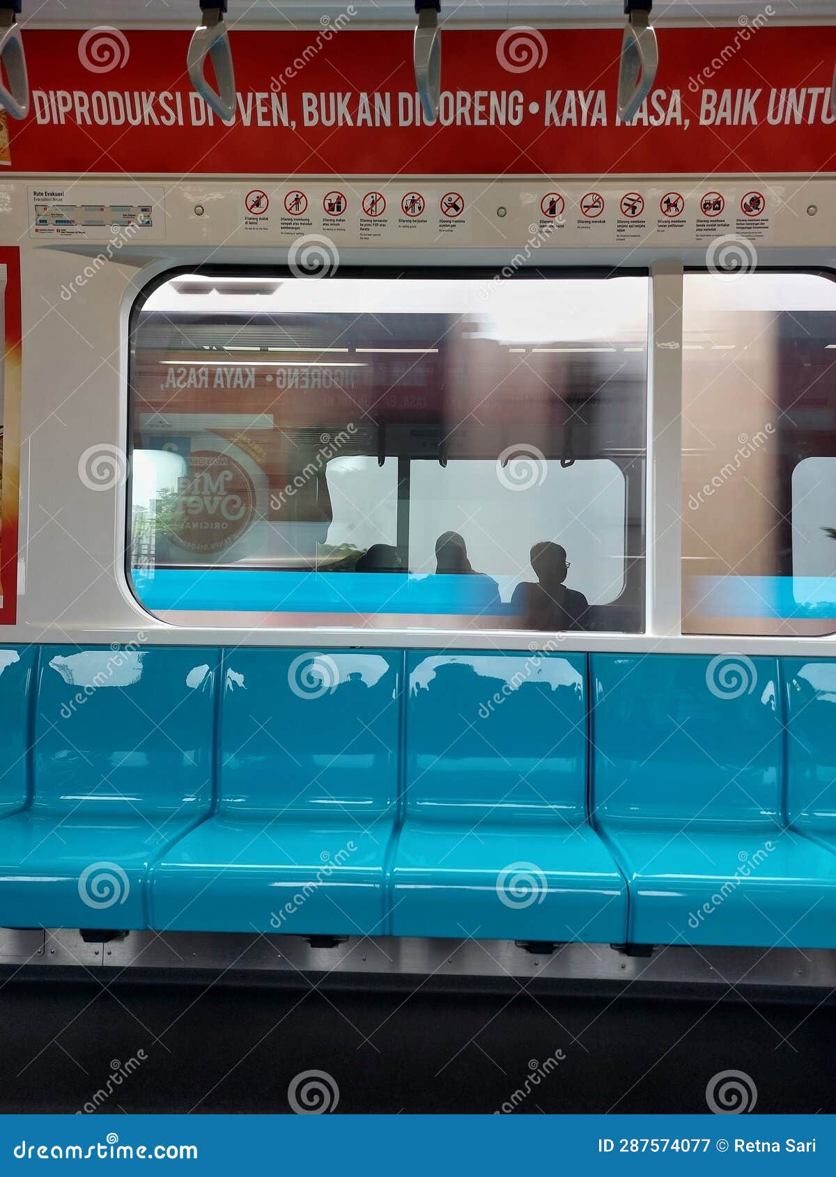 The Blue Color of the Passenger Seats and the Red Color of the ...