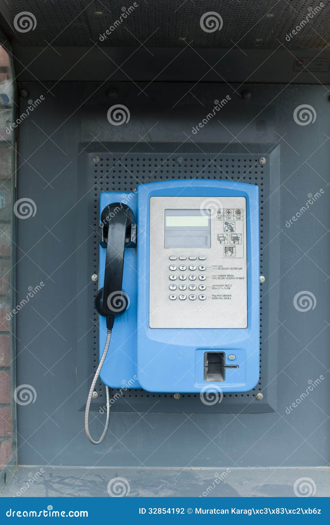 Blue Color Payphone Using by Call in Bulgaria Stock Photo - Image of ...