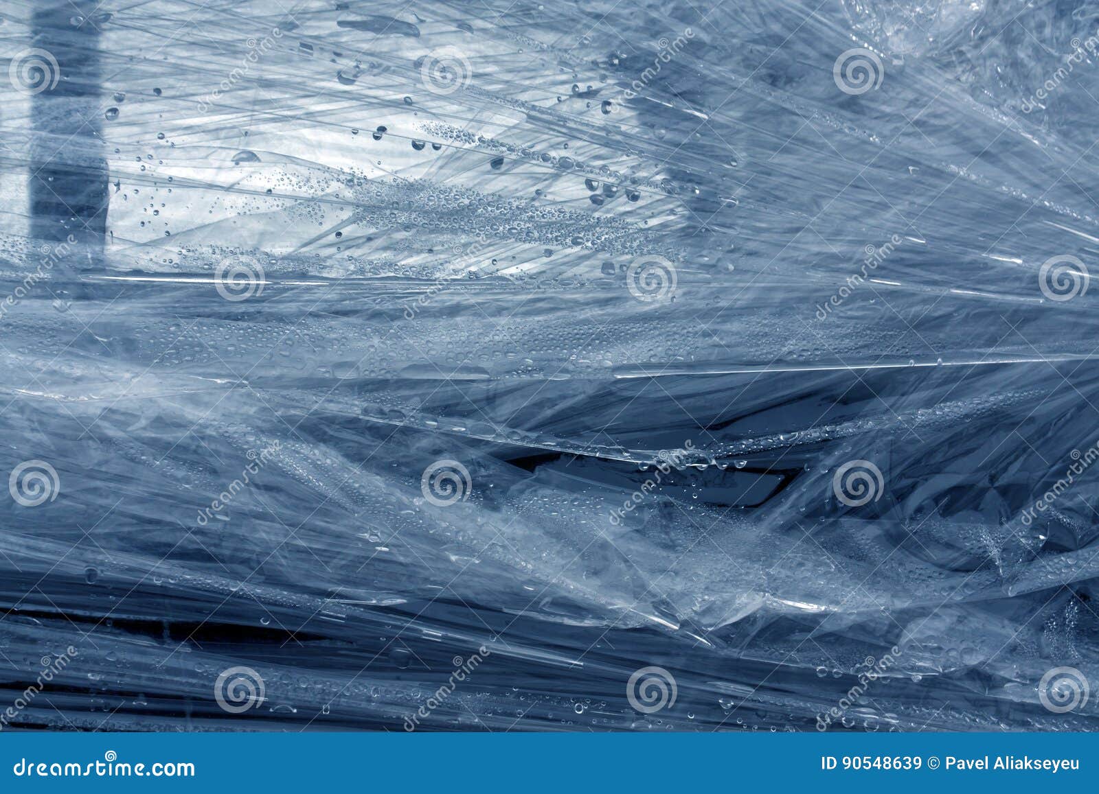 Blue Color Plastic Wrap Surface. Stock Image - Image of stretch, navy ...