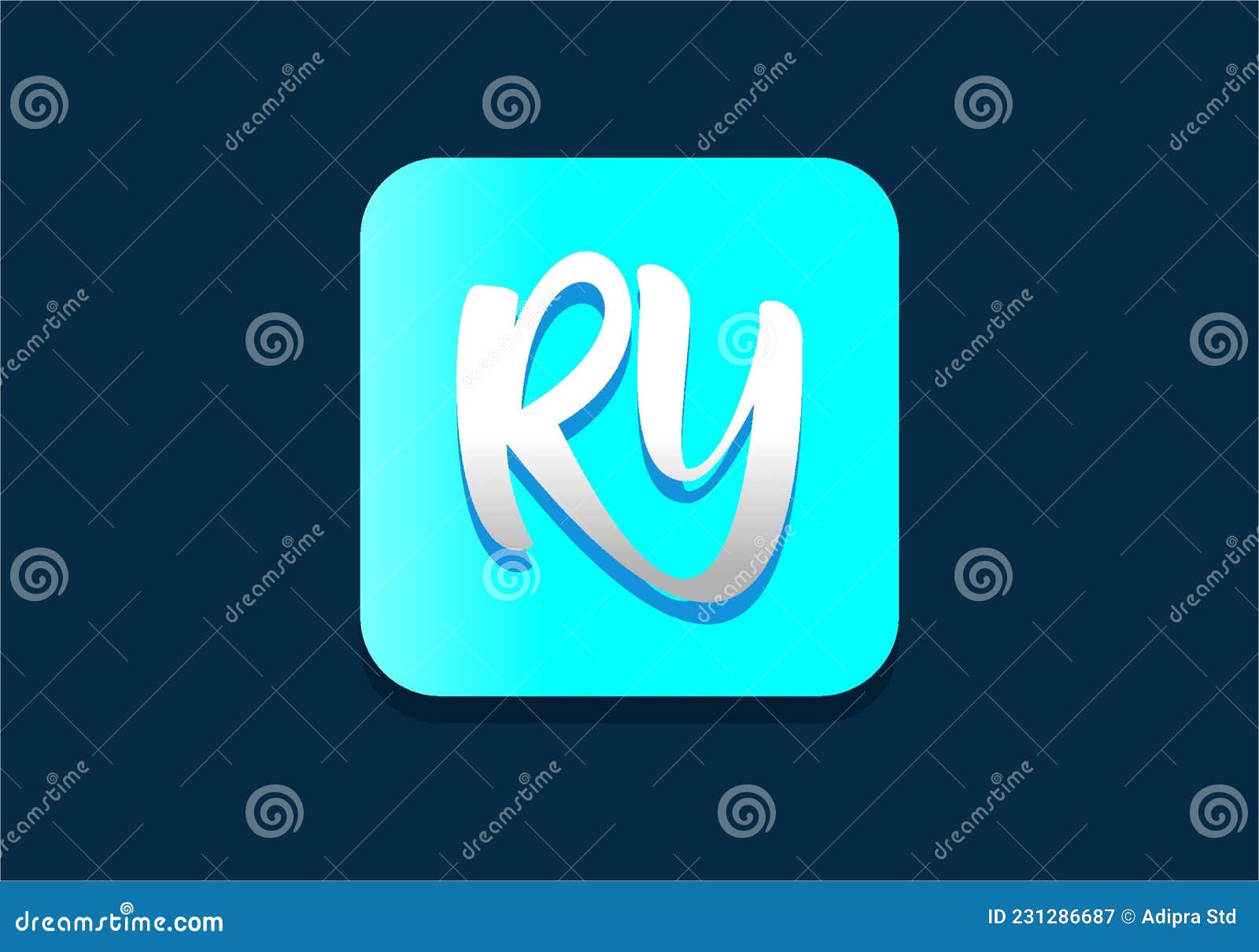 Blue Color of RY Initial Letter Stock Vector - Illustration of line ...