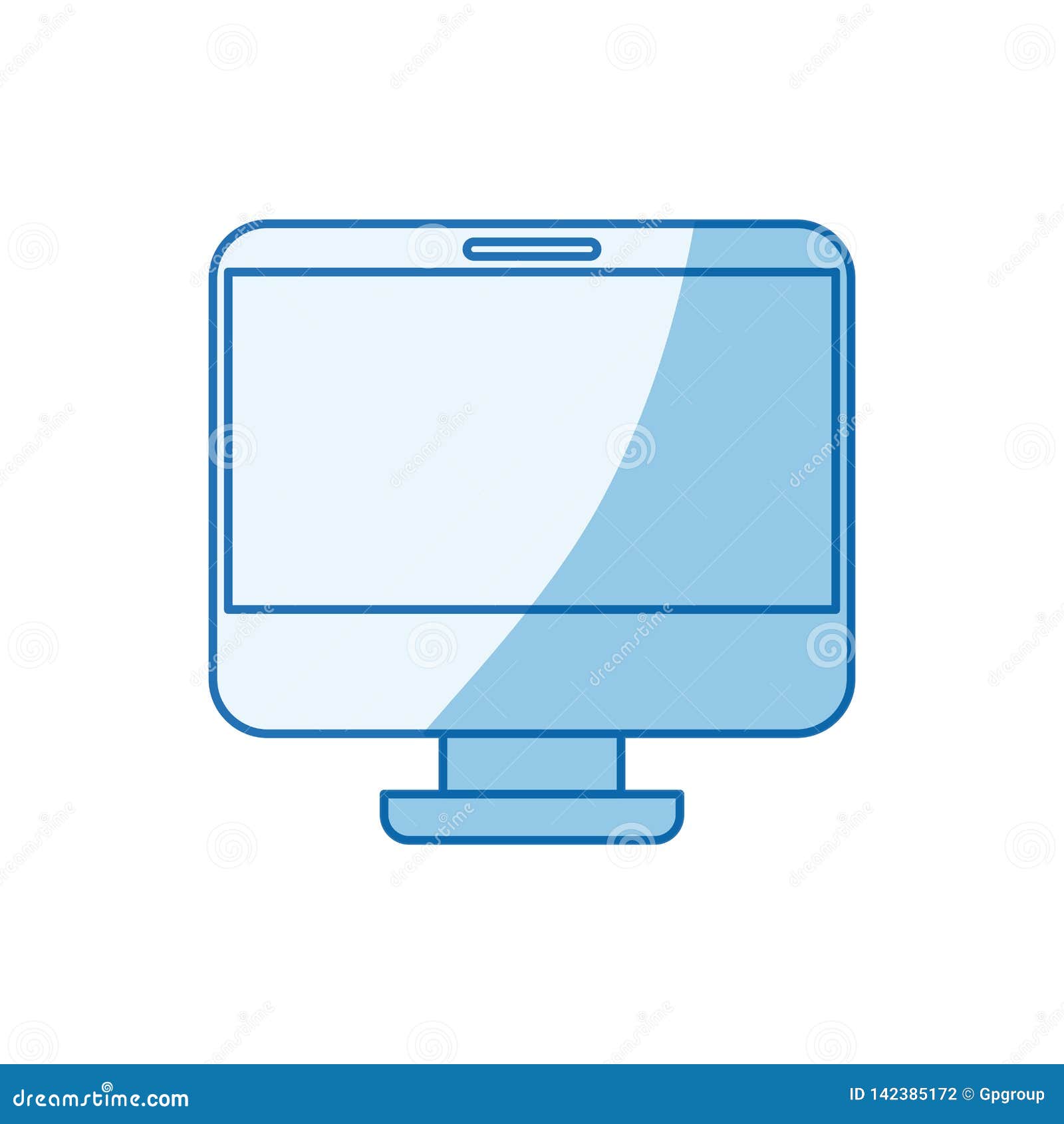 Blue Color Shading Silhouette Modern Flat Computer Screen Stock Vector ...