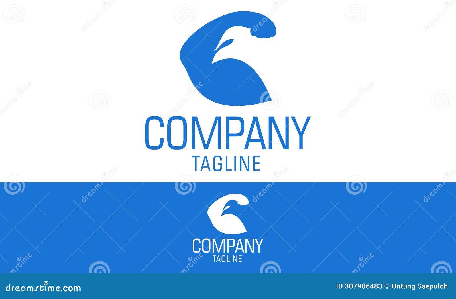 Blue Color Simple Hand Gym Logo Design Stock Illustration ...