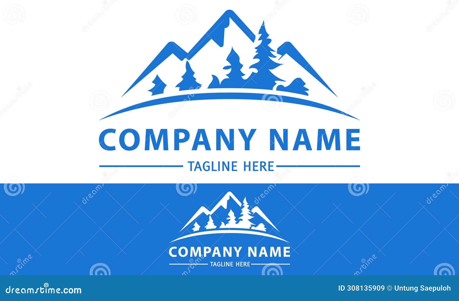 Blue Color Simple Line Mountain Scene Logo Design Stock Illustration ...
