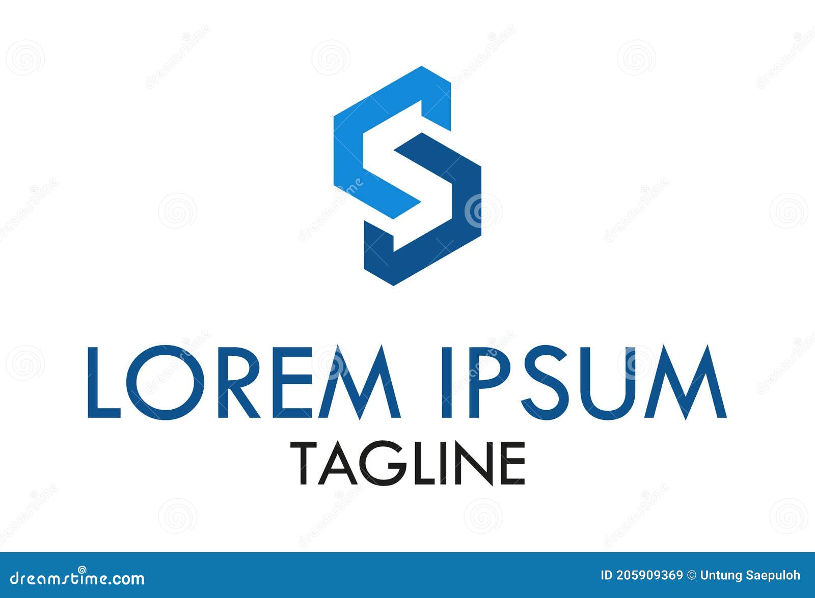 Blue Color Simple Negative Space Initial Letter S Design Stock Vector ...