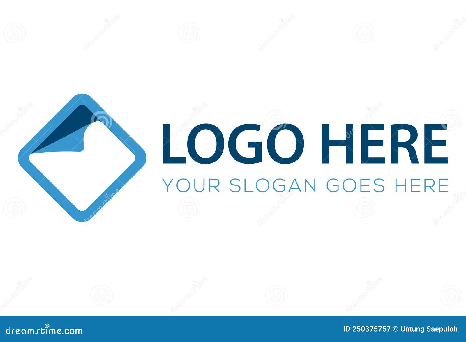 Blue Color Simple Shape Fold Paper Logo Design Stock Vector ...
