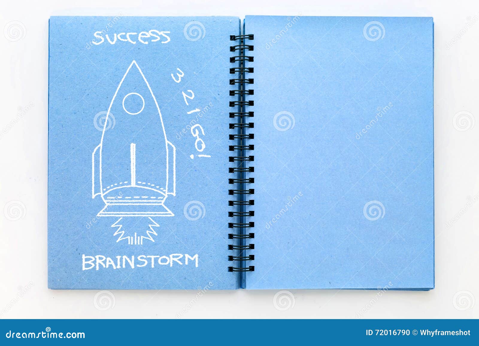 Blue Color Sketch Book with Rocket Doodle Ideas Concept Stock Photo ...
