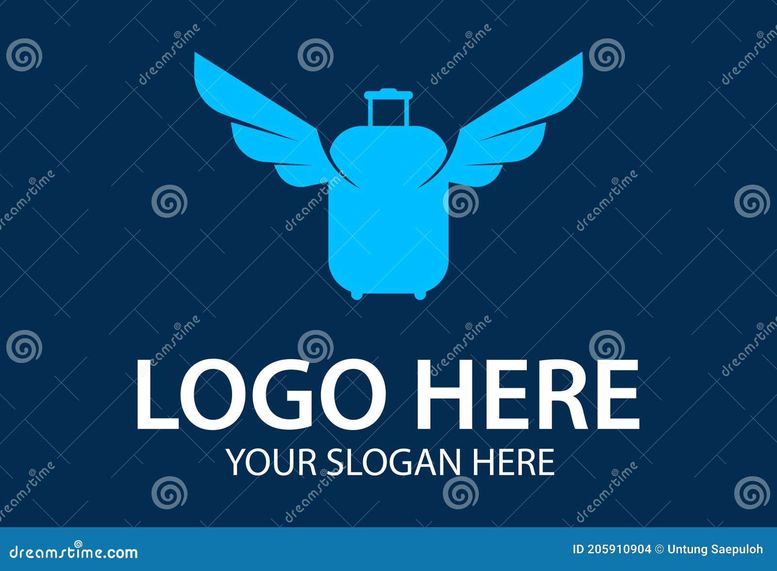 Blue Color Spread Wing Suitcase Logo Design Stock Vector - Illustration ...