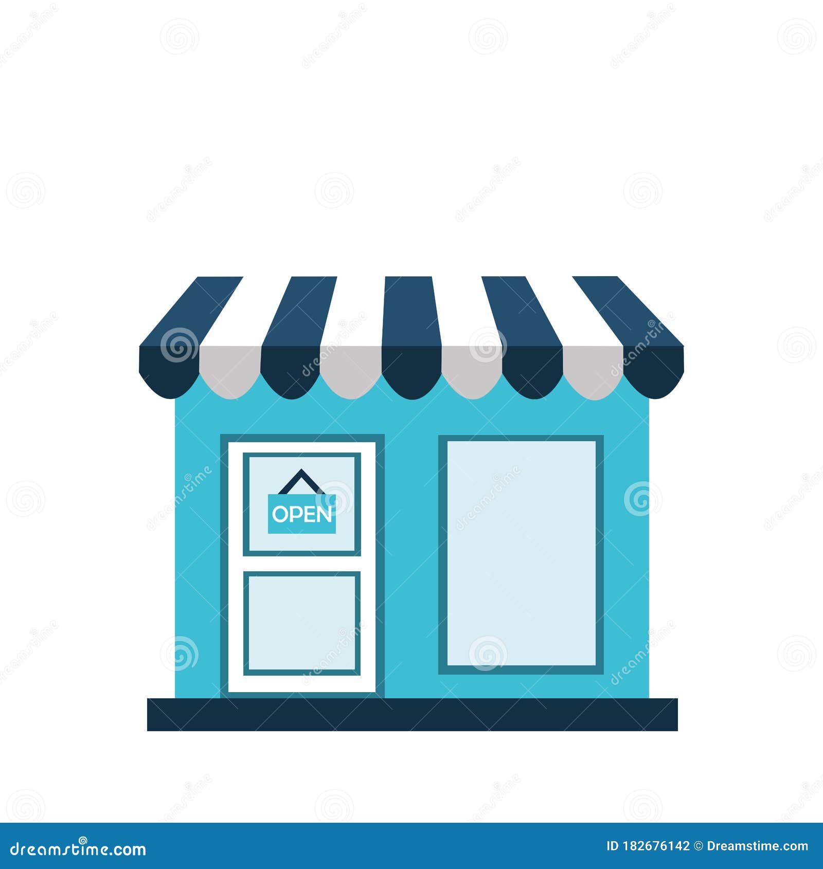 Blue Color Store on White Background Stock Illustration - Illustration ...