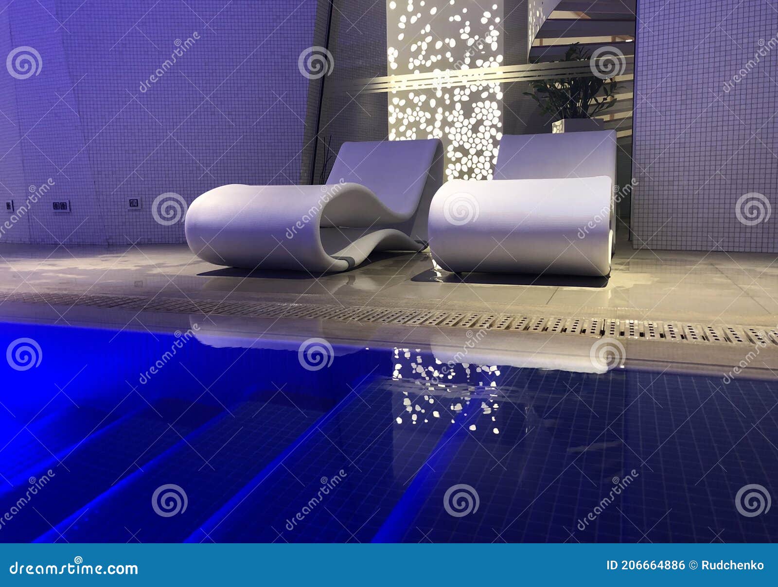 Blue color Swimming pool stock photo. Image of resort - 206664886