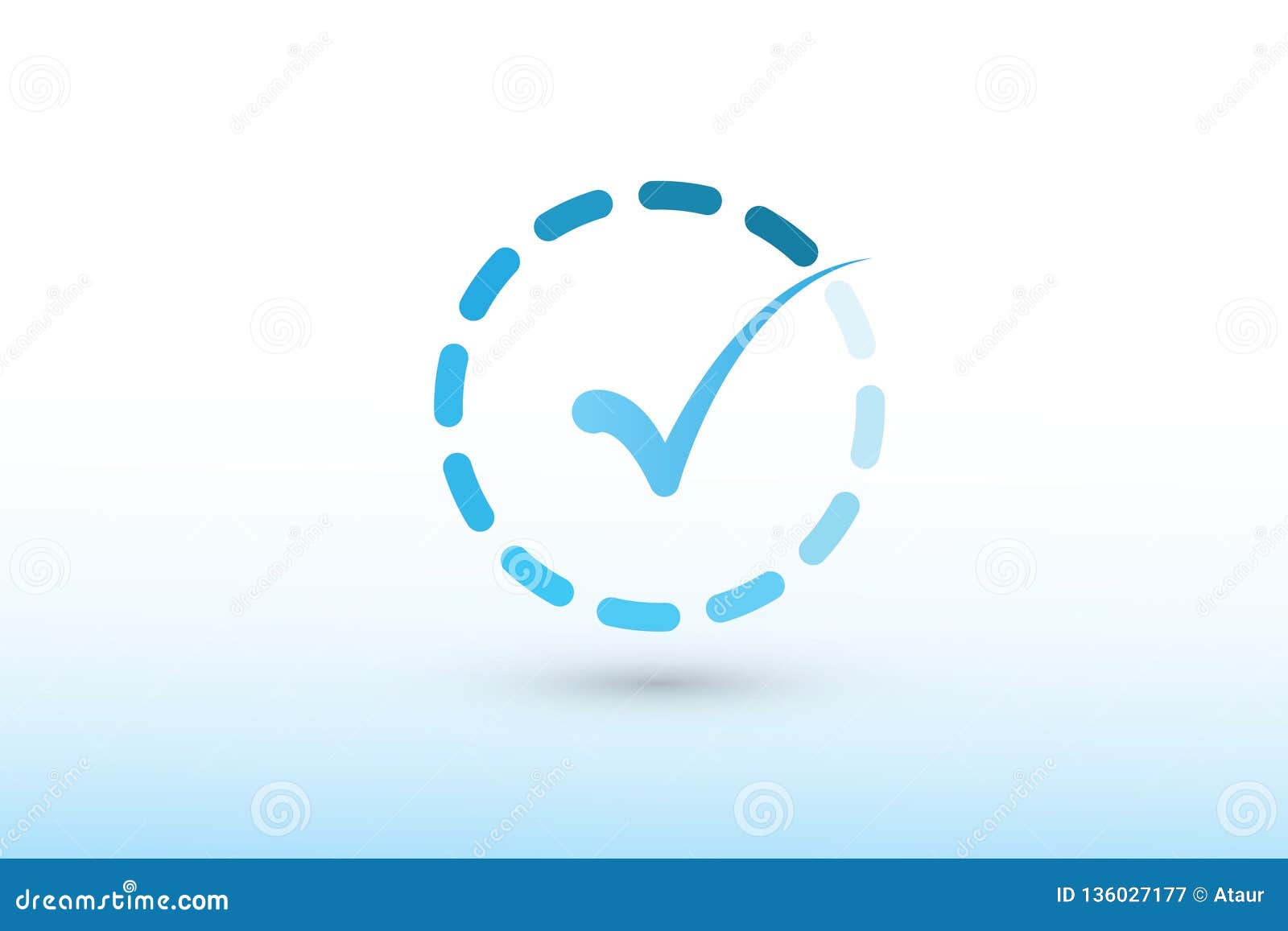 A Blue Color Tick Mark or Sign Inside Dashed Circle Vector Illustration ...