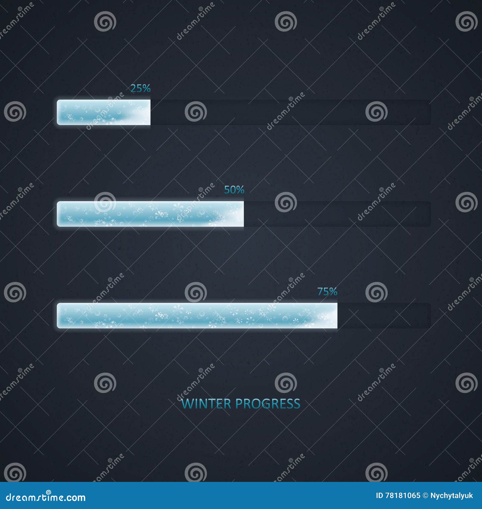 Blue Color Vector Progress Bars with Snowflakes. Stock Vector ...