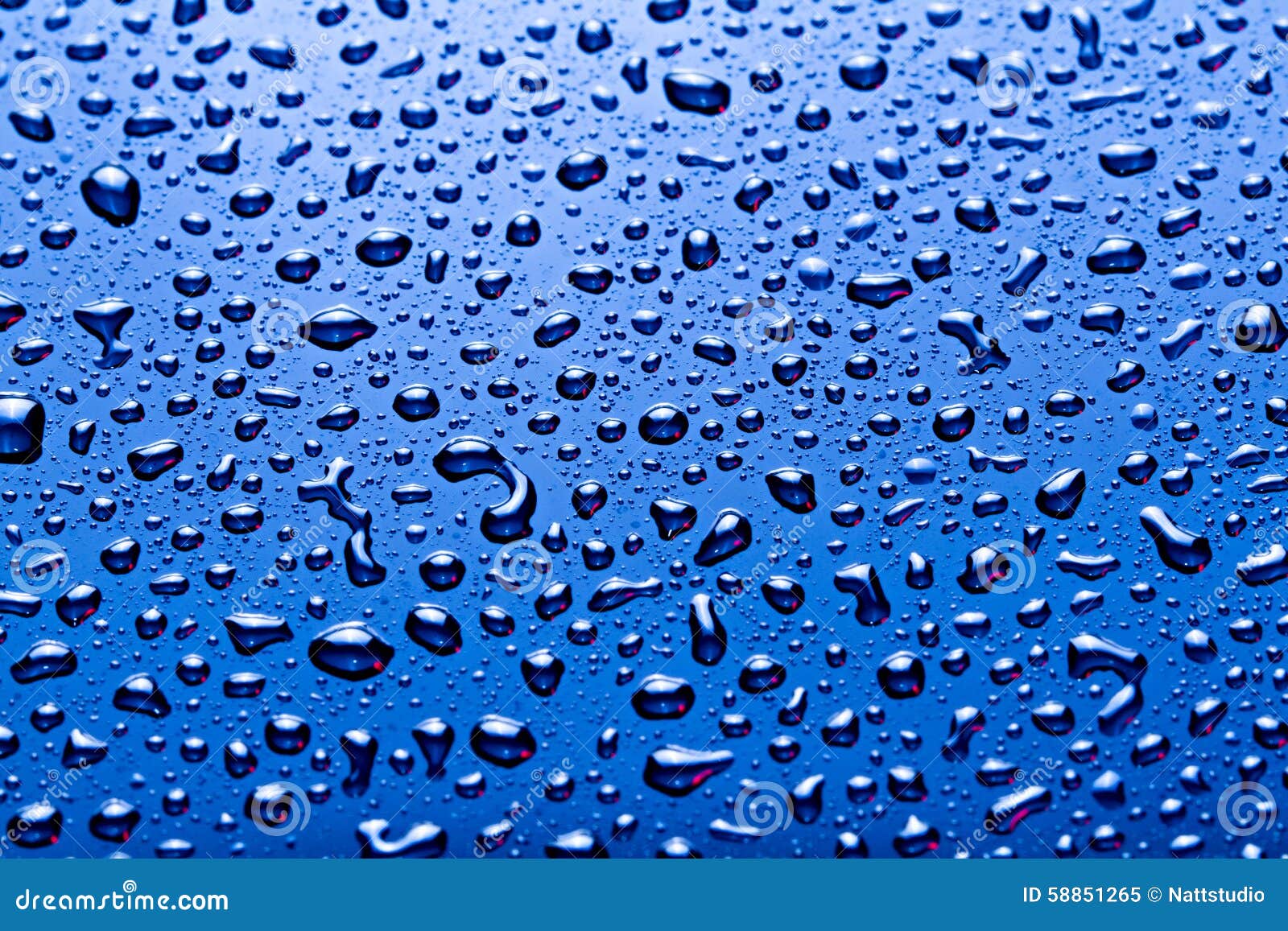 Blue Color Water Drops Background. Stock Image - Image of bubble, clear ...