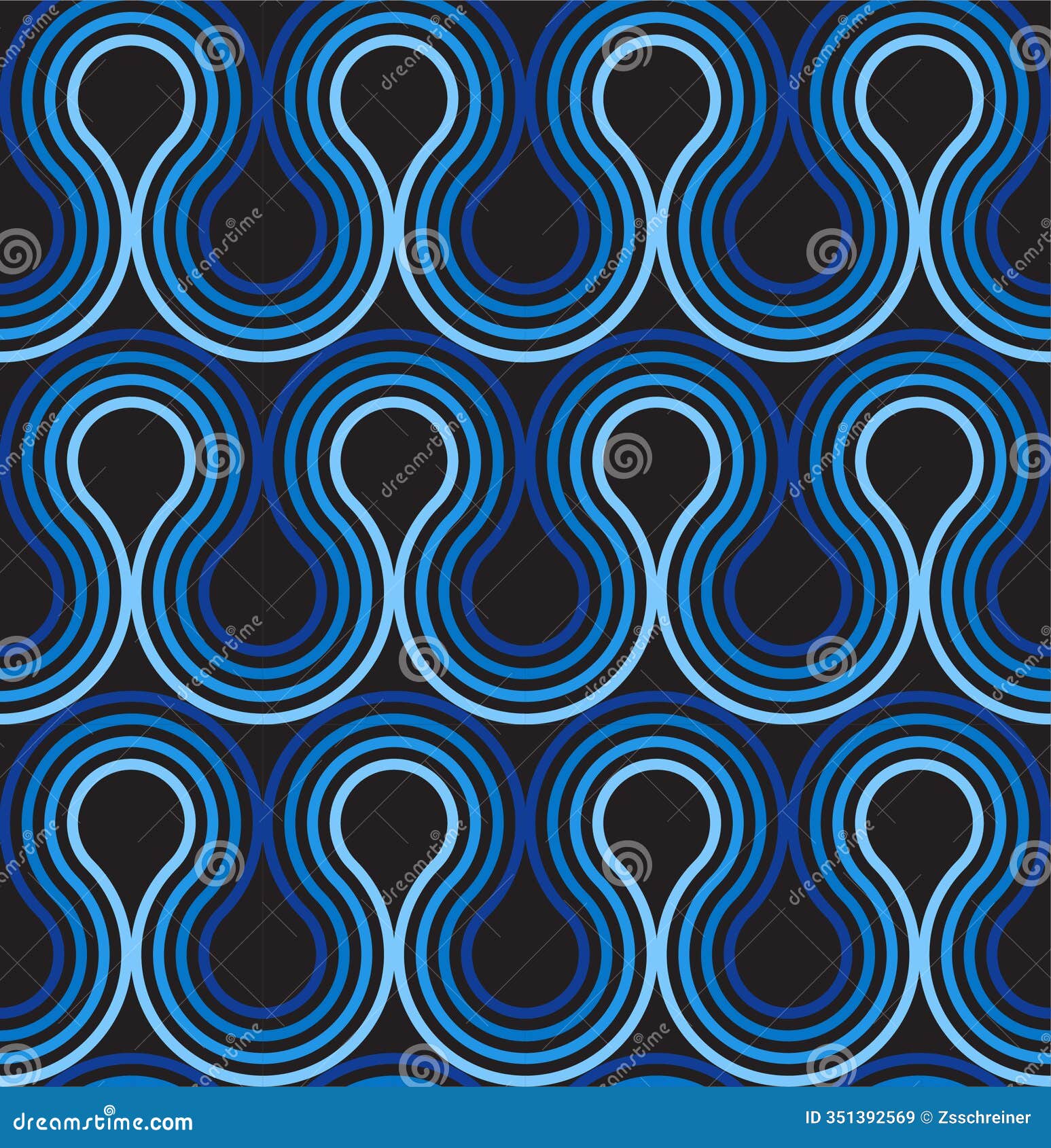 Blue Color Wavy Curve Linear Seamless Pattern Background Stock ...