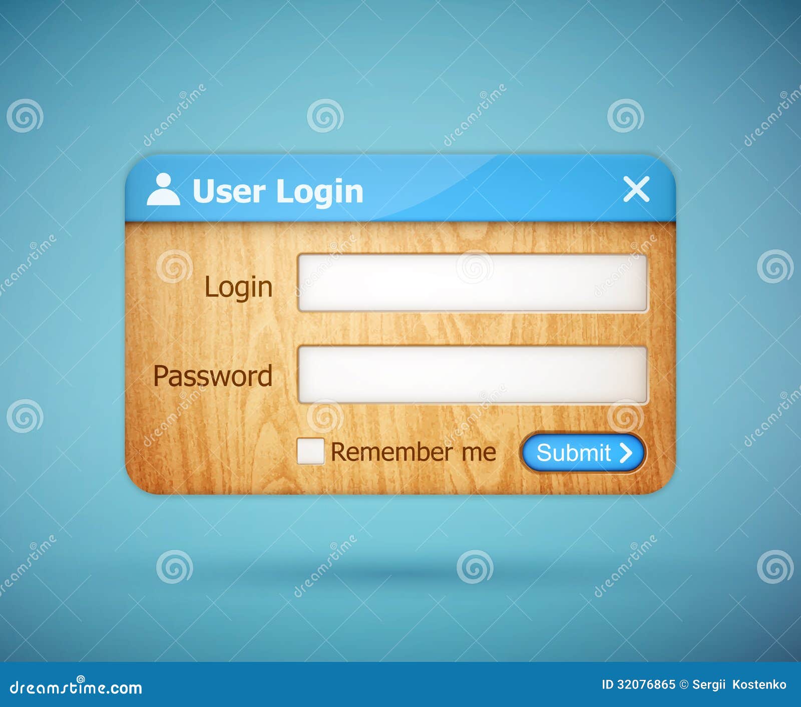 Blue Color Wooden Login Form Stock Vector - Illustration of ...