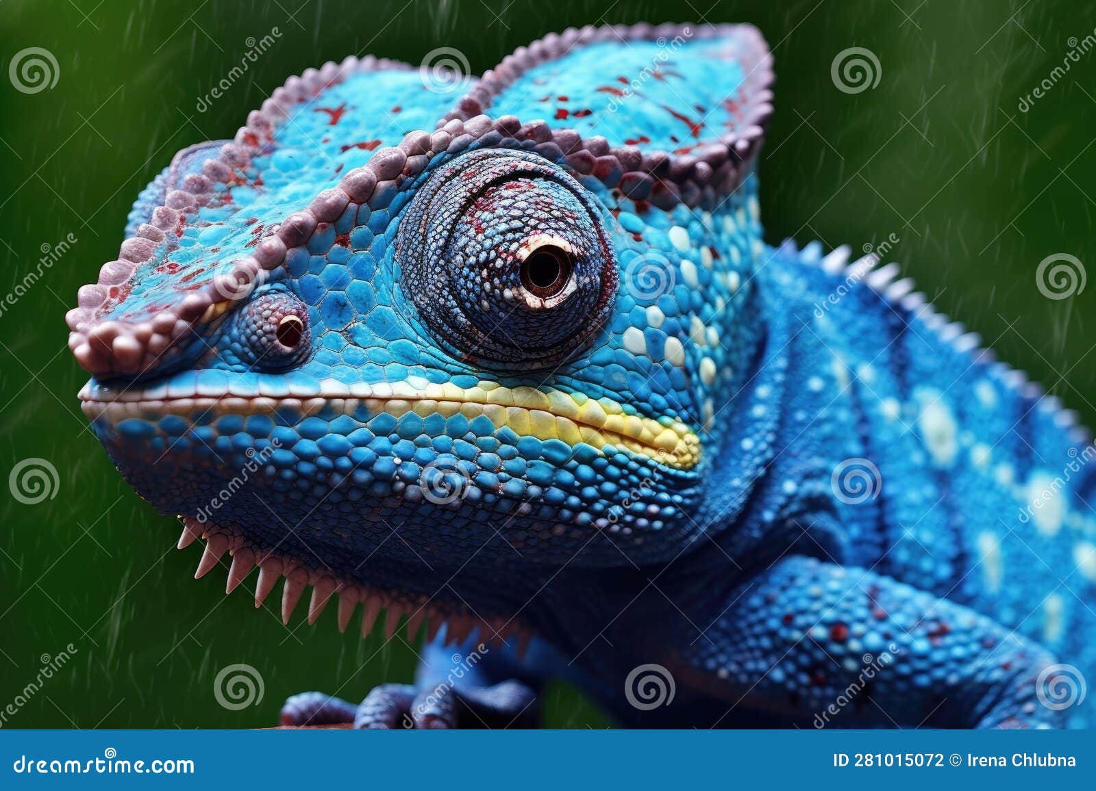 Blue Colored Chameleon Close Up Generative Ai Stock Illustration Illustration Of Colourful