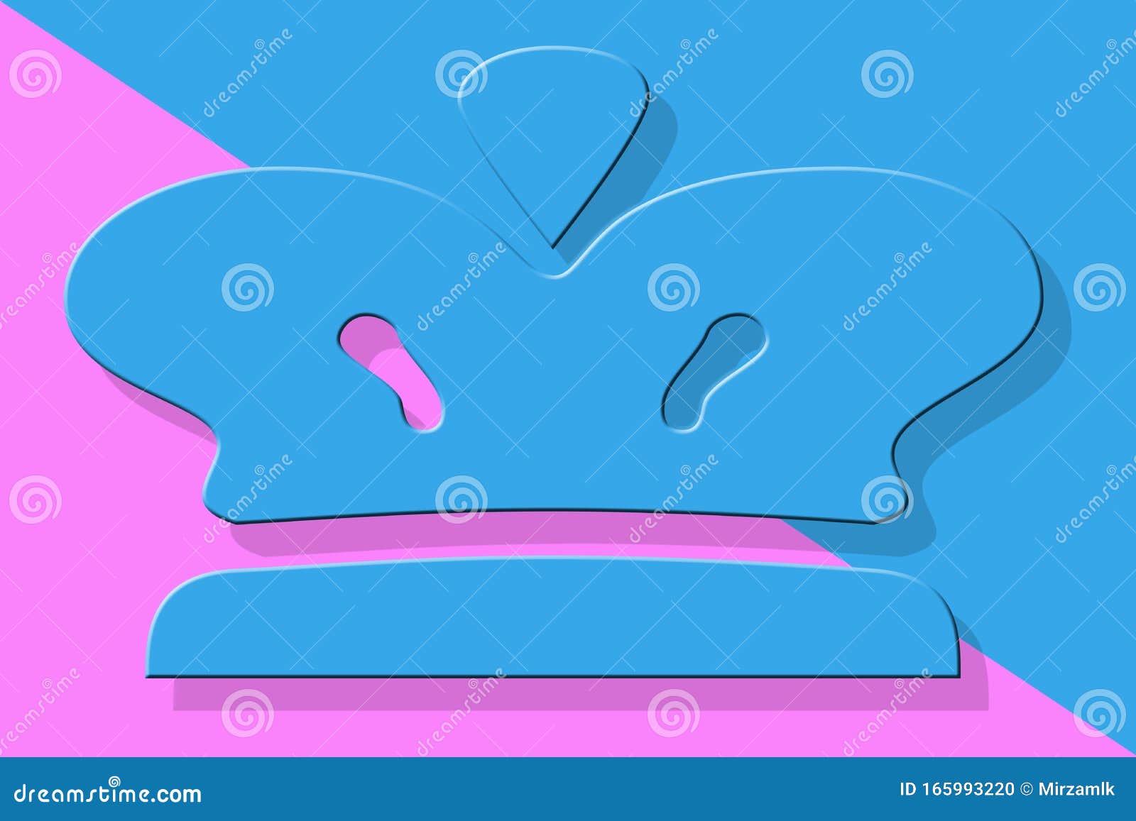 Blue Colored Crown Shape of Kings and Queens Isolated on White with ...