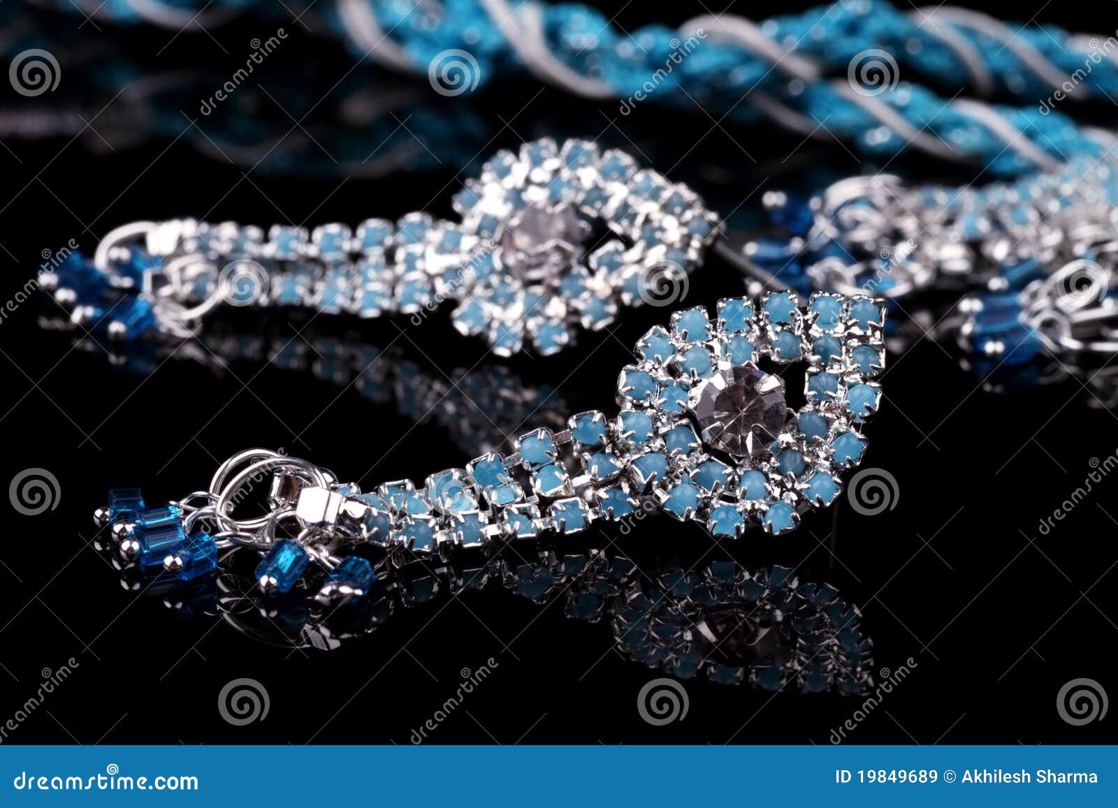 Blue Colored Diamond Necklace Set Stock Image - Image of metal, luxury ...