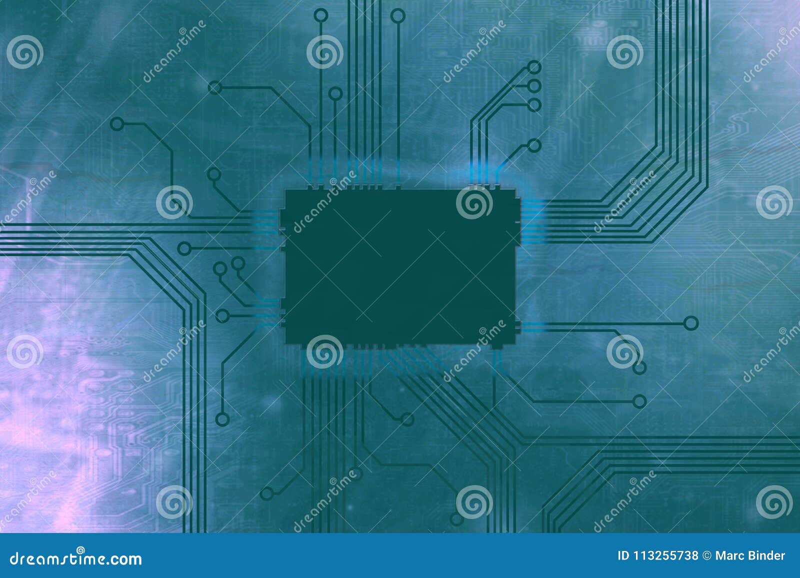 Blue Colored Digital Computer Chip Core Stock Illustration ...