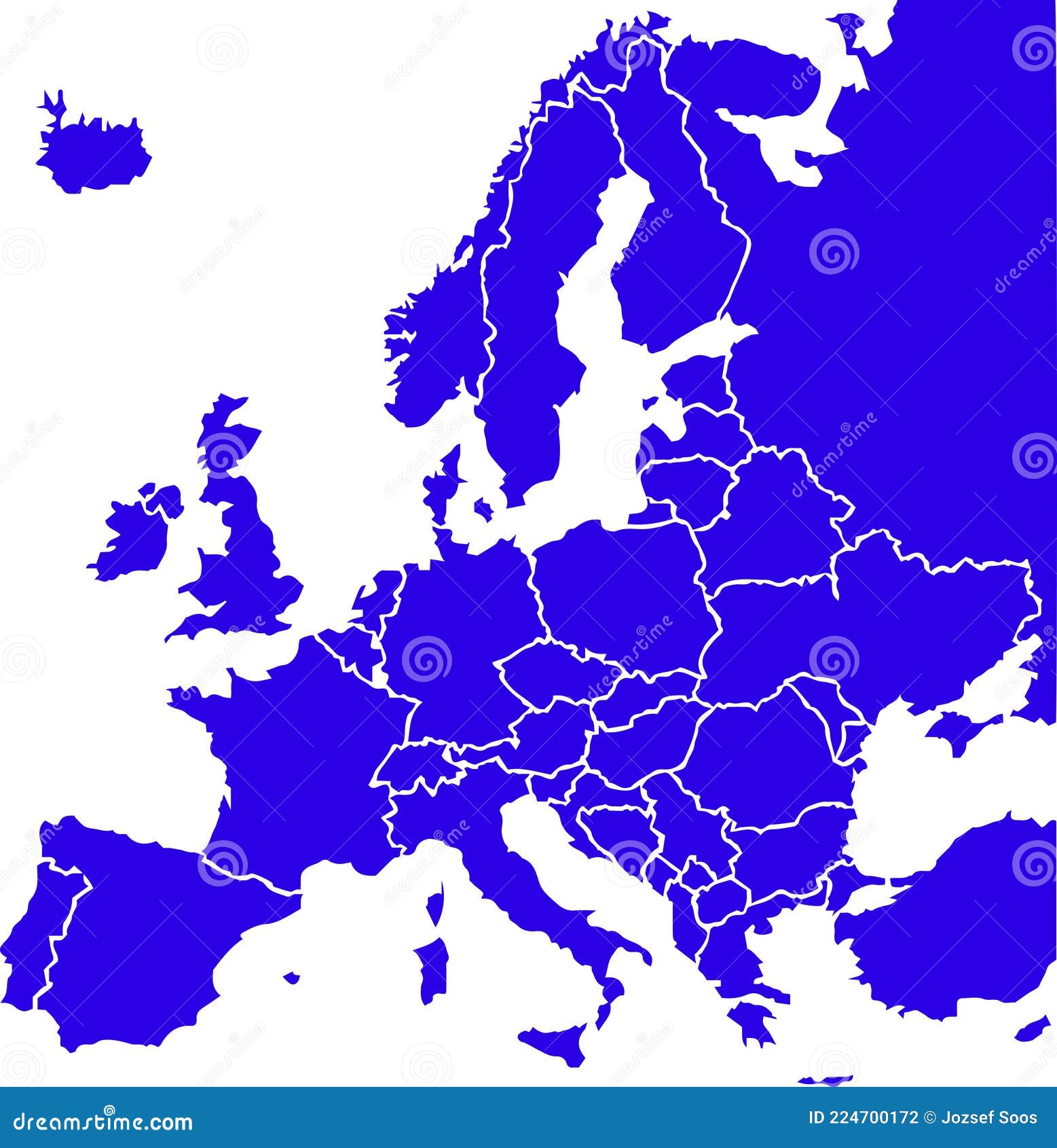 Blue Colored European States Map. Political Europe Map Stock Vector ... Blue Colored European States Map. Political Europe Map Stock Vector ...