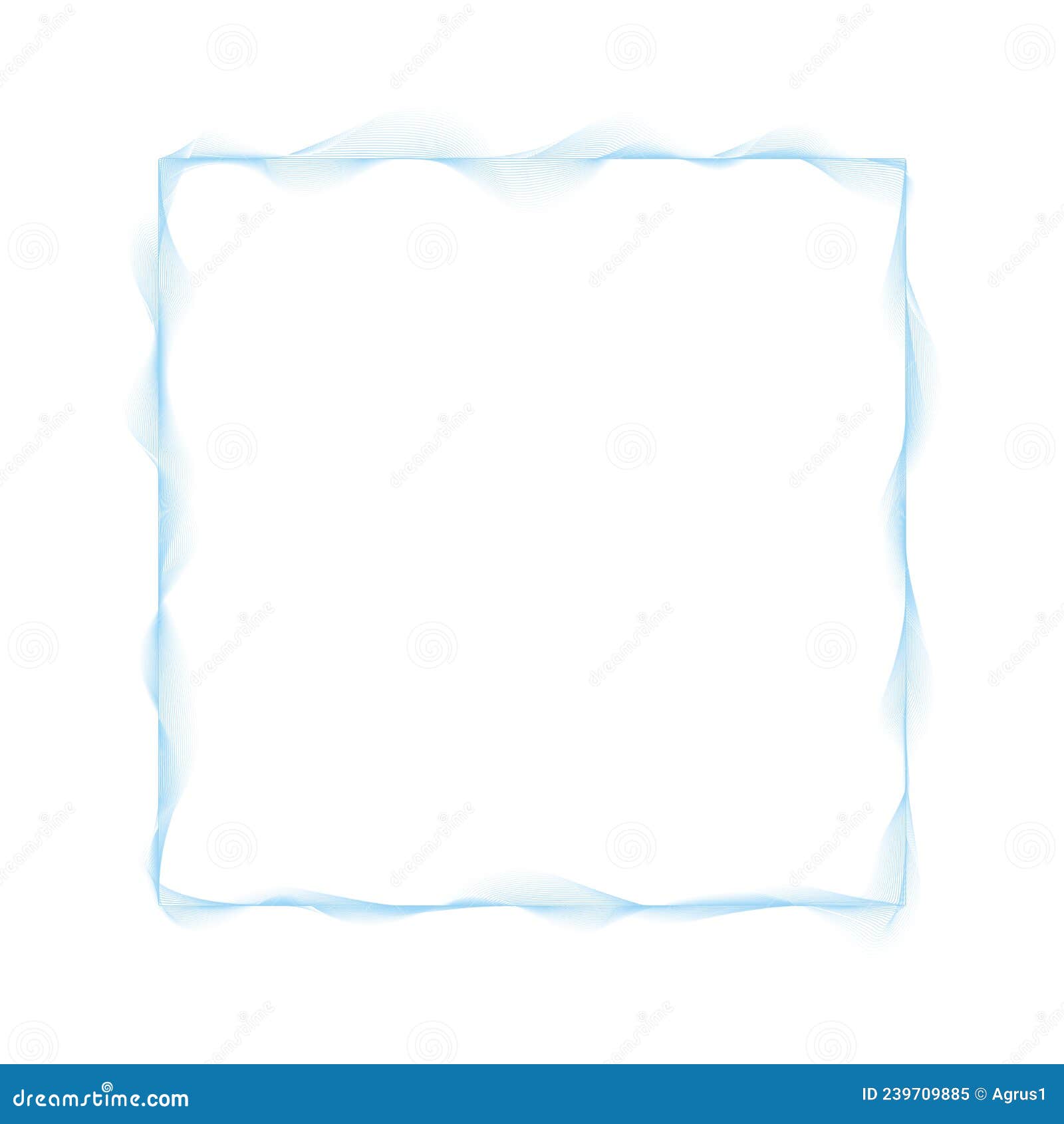 Blue Colored Frame with Abstract Vector Waves Lines on White Background ...