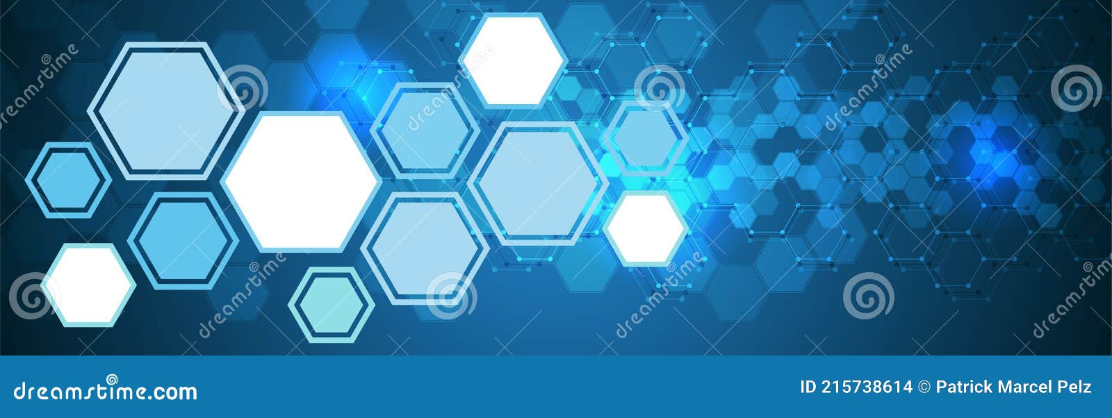 Blue Colored Futuristic Hexagonal Teamwork Process Stock Vector ...