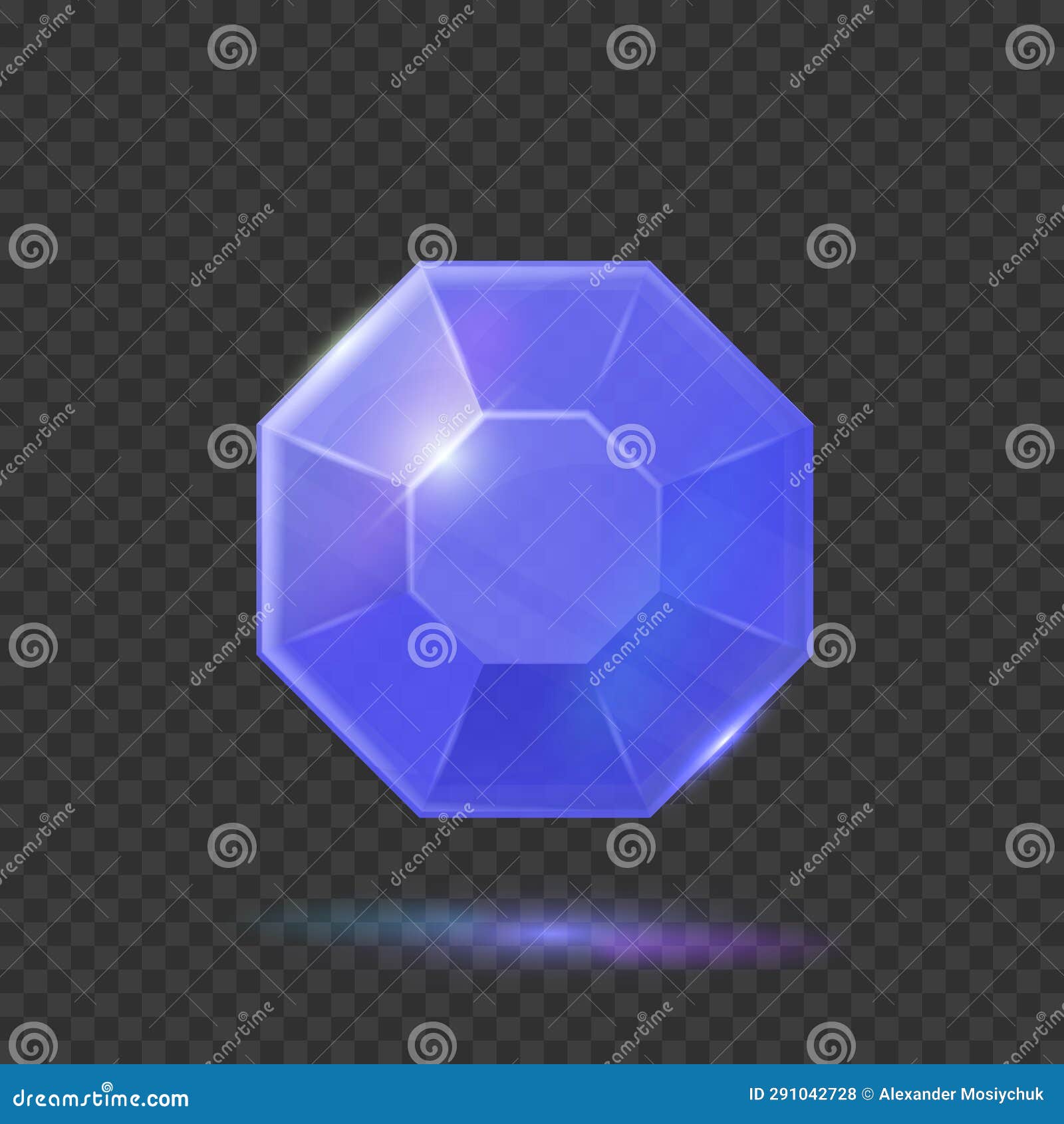 Blue Colored Gem Isolated on Checkerboard Background Stock Illustration ...