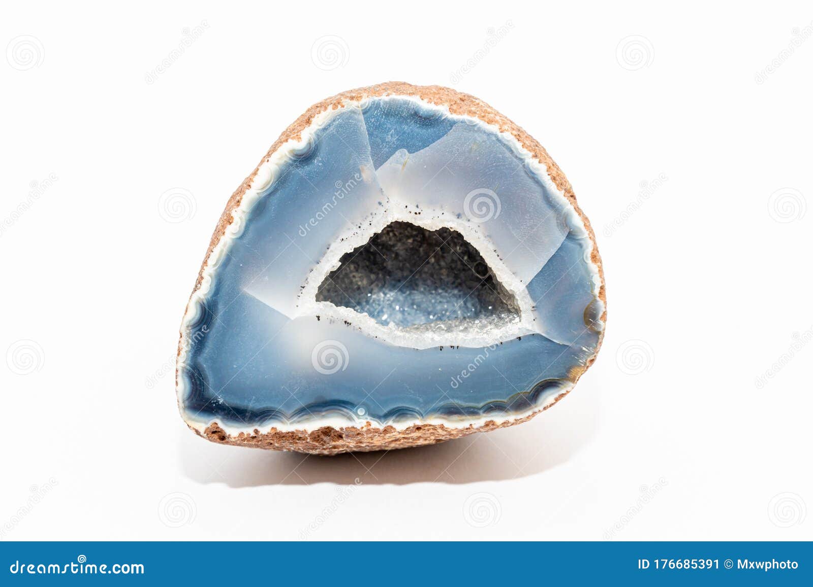 Blue Colored Geode Outside Looking Like Usual Rock Inside Full of ...
