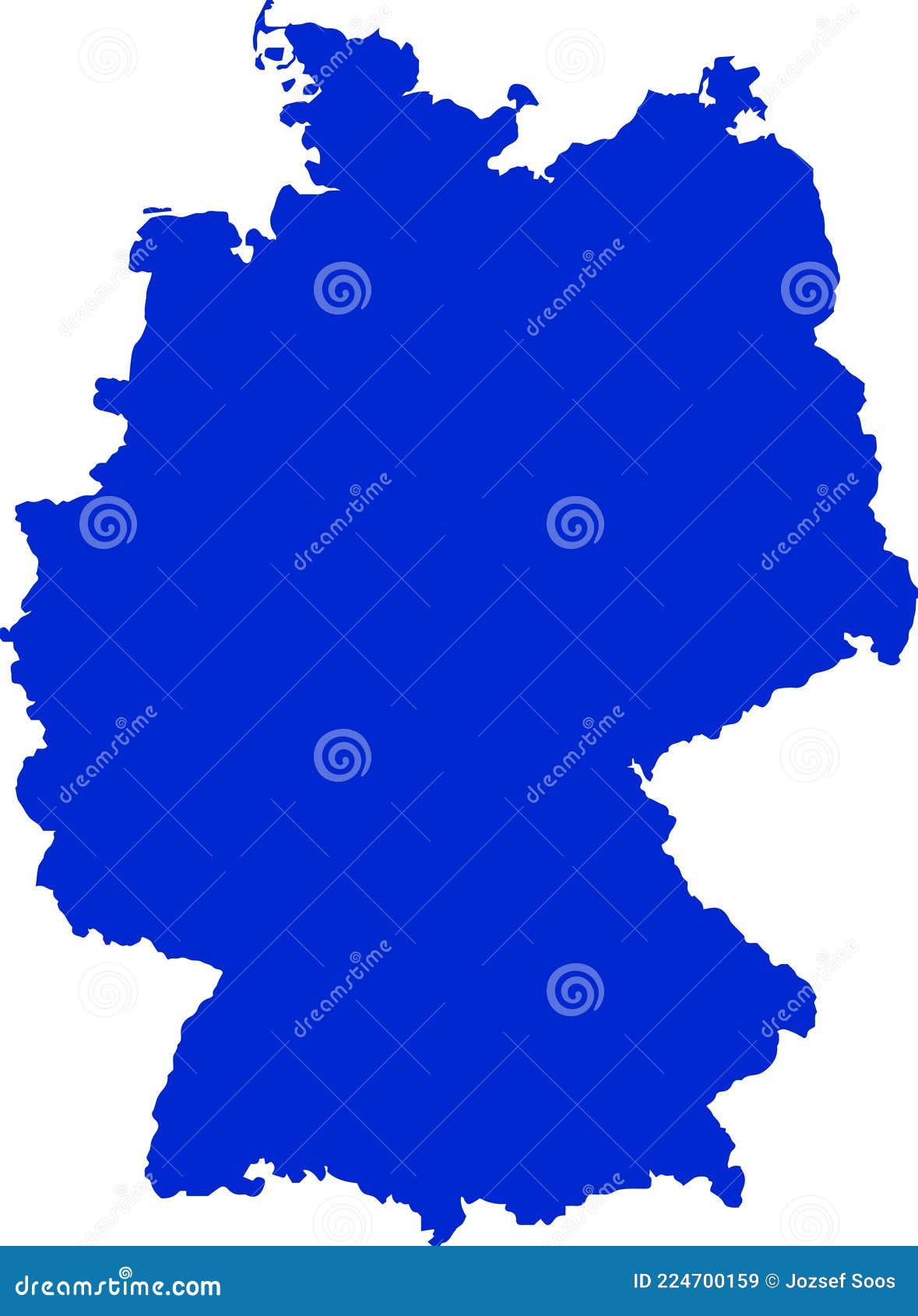 Blue Colored Germany Outline Map. Political German Map. Vector ...