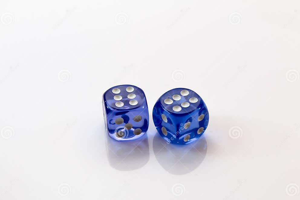 Blue Colored Isolated Pair Dice Stock Photo - Image of rolling, dice ...