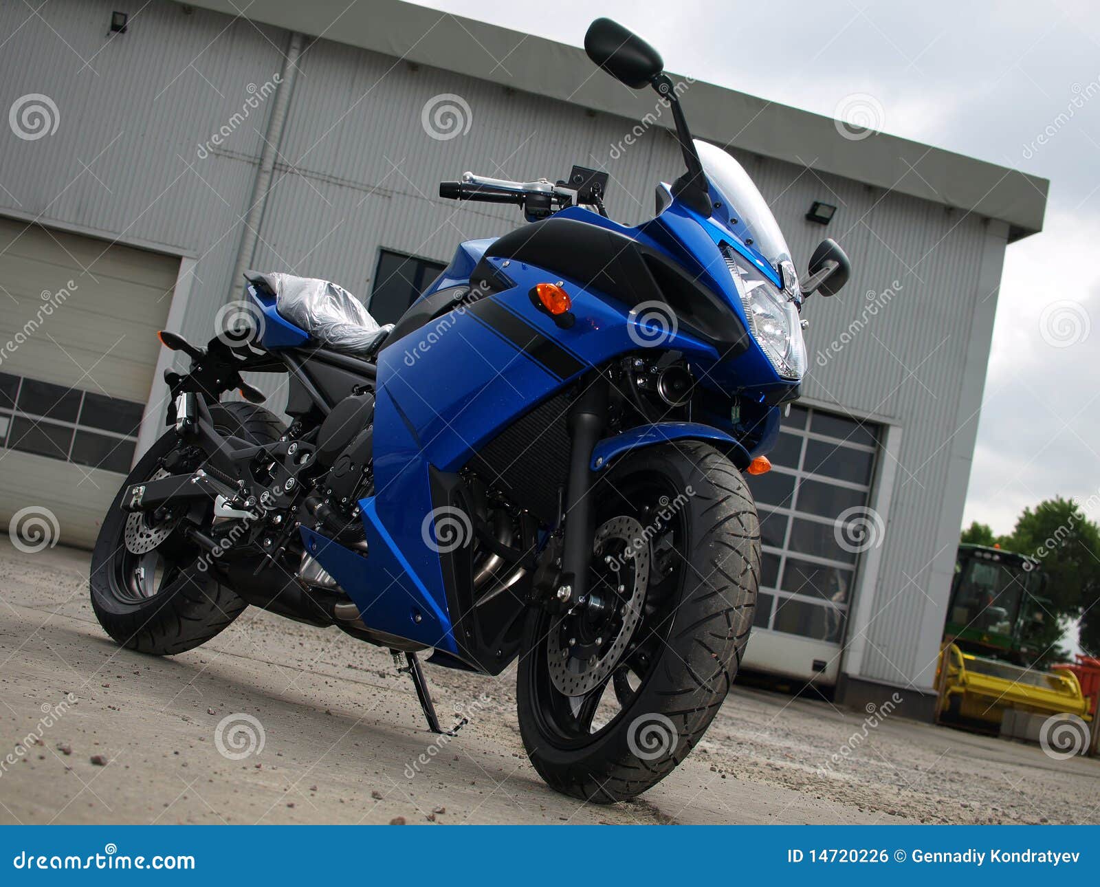 Blue colored new motorbike stock photo. Image of circuit - 14720226