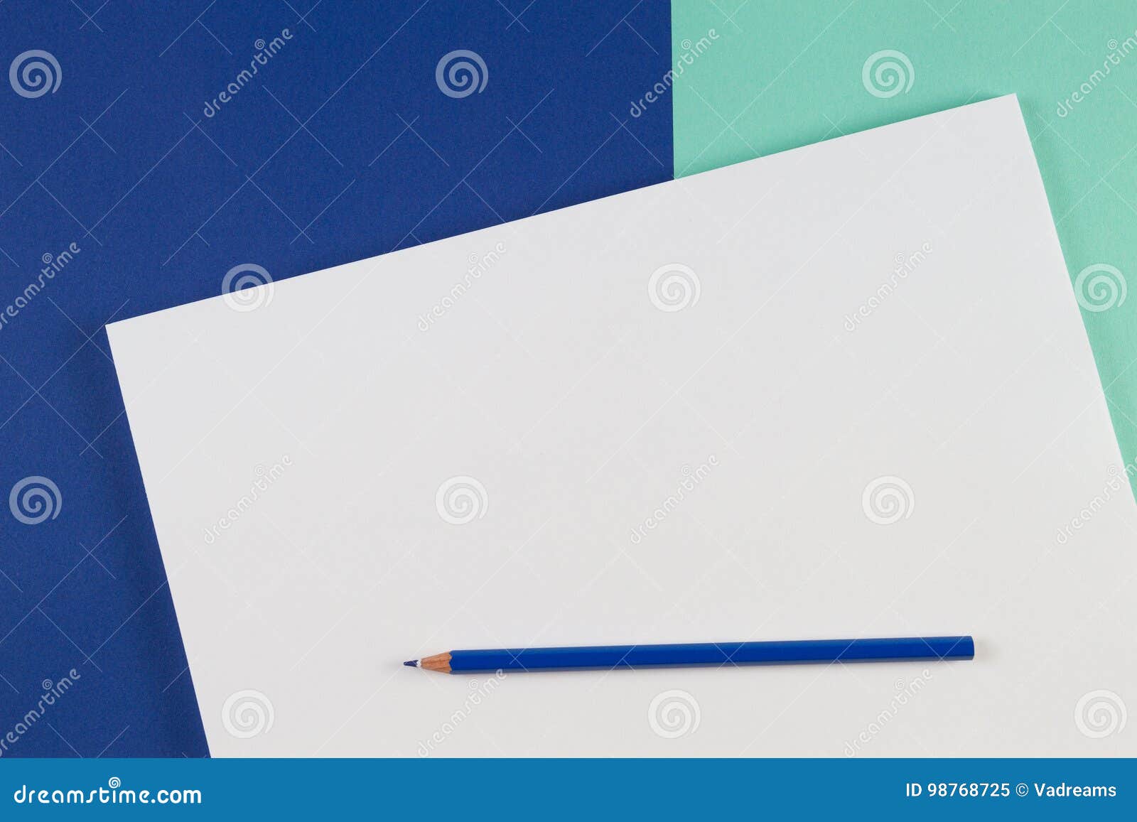 Blue Colored Pencils on Blue Color Background Stock Image - Image of ...