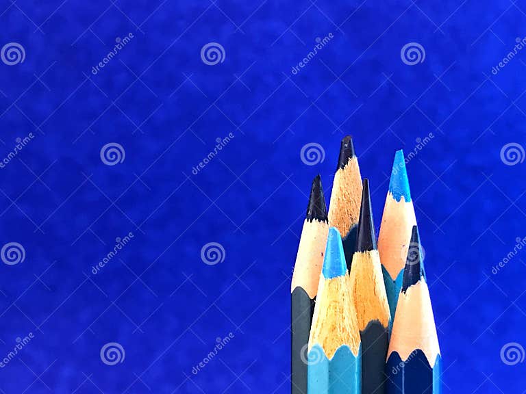 Blue colored pencils stock photo. Image of colorful - 240689098