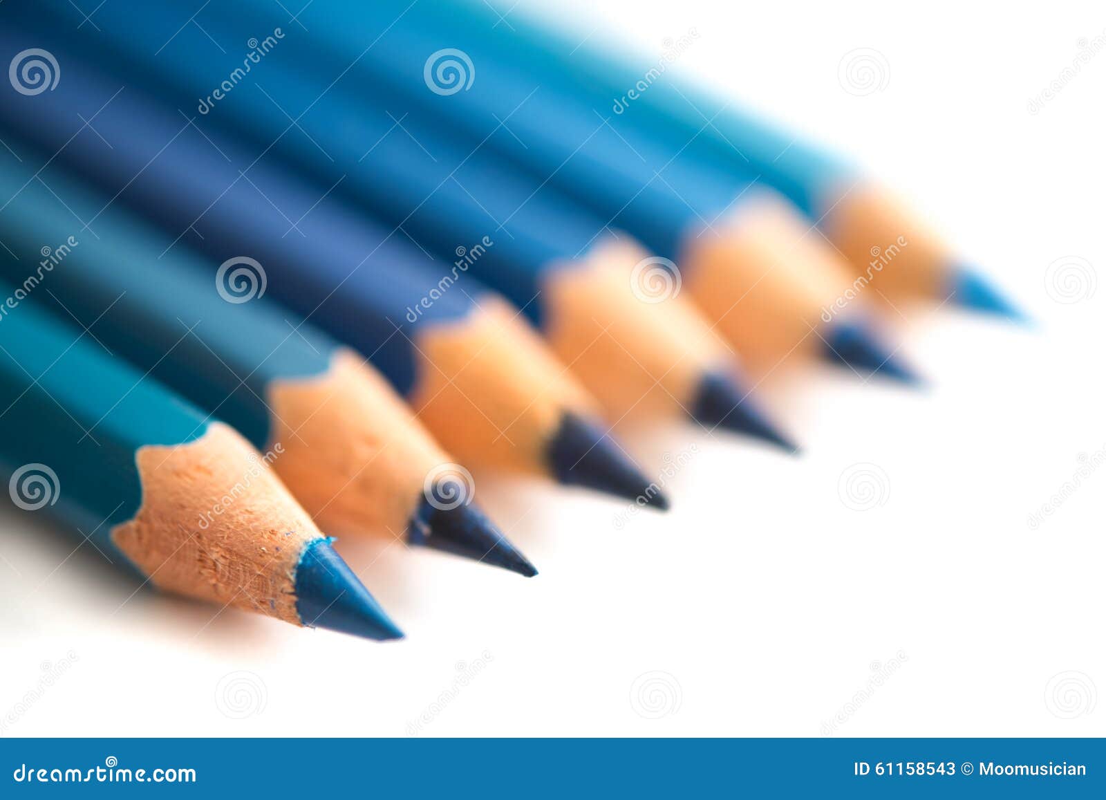 Blue Colored Pencils stock image. Image of blue, rainbow - 61158543