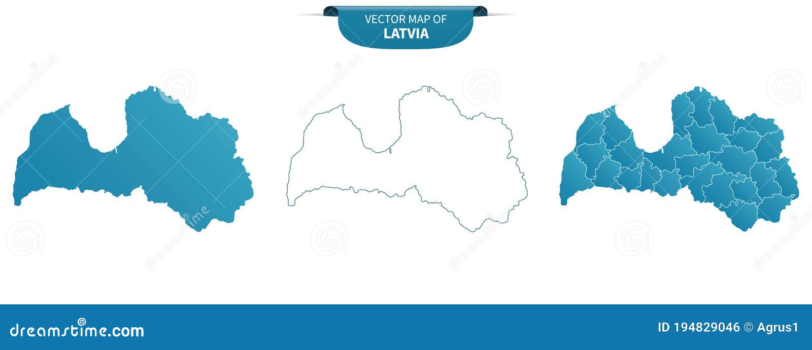 Blue Colored Political Maps of Latvia Isolated on White Background ...