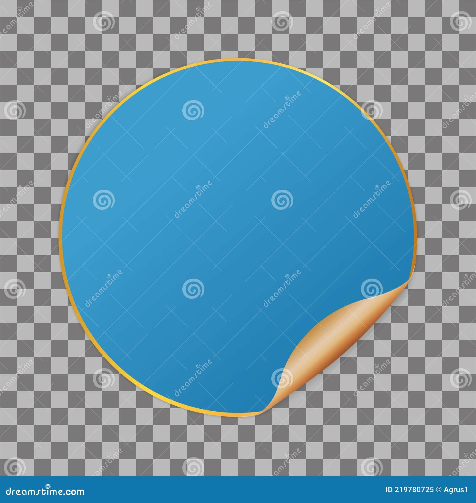 Blue Colored Round Sticker Banner with Gold Frame on Transparent ...
