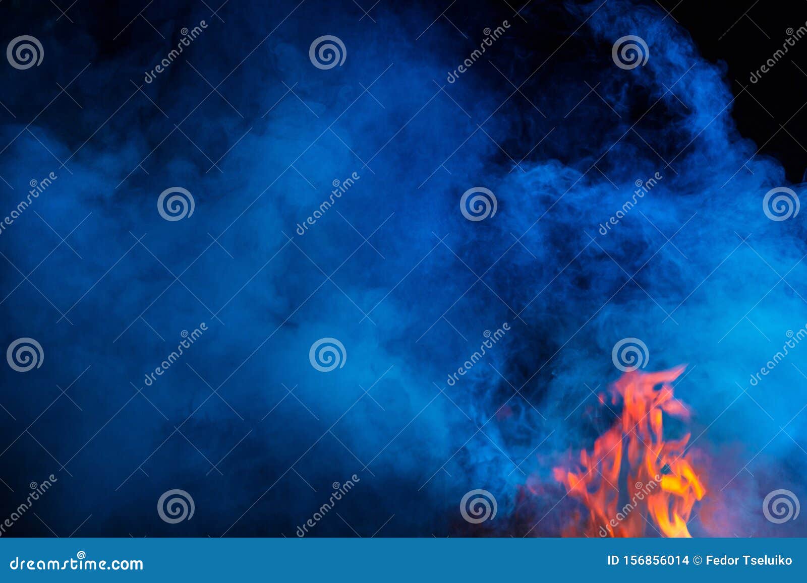 Blue Colored Smoke Wuth Fireflames Stock Photo - Image of colorful ...