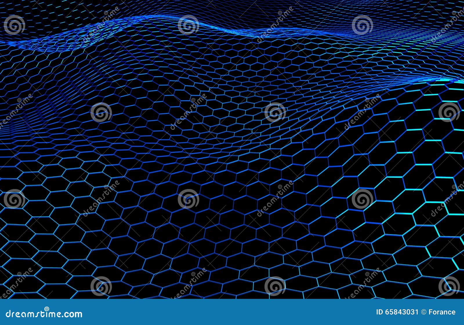 Blue Colored Surface with Protrusions, Honeycomb Pattern, 3D Render ...