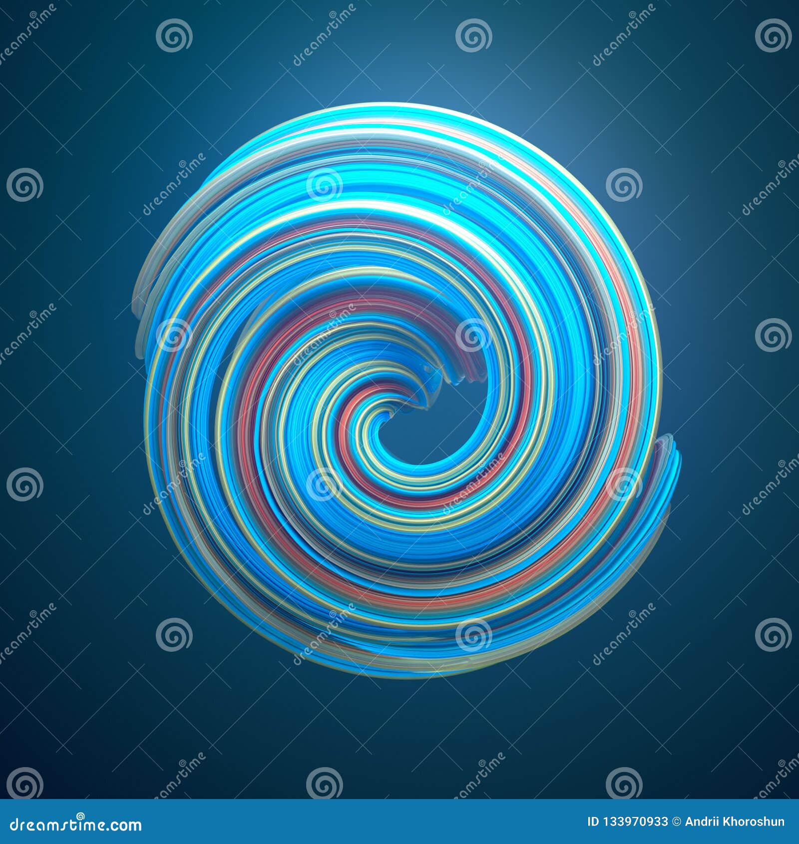Blue Colored Twisted Shape. 3D Render Illustration Stock Illustration ...